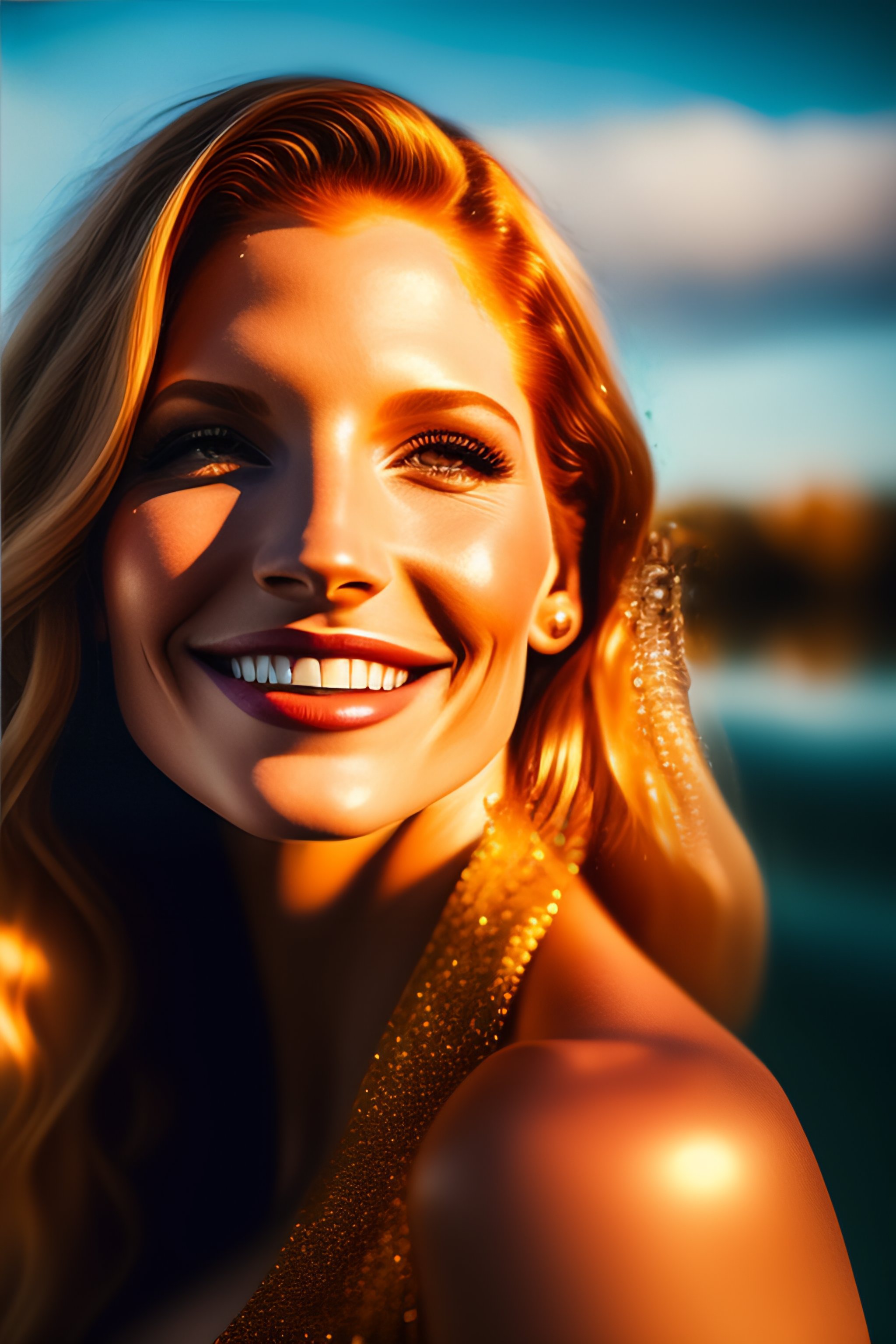 Lexica - Portrait of gorgeous woman raising out from a pool, mix of ...