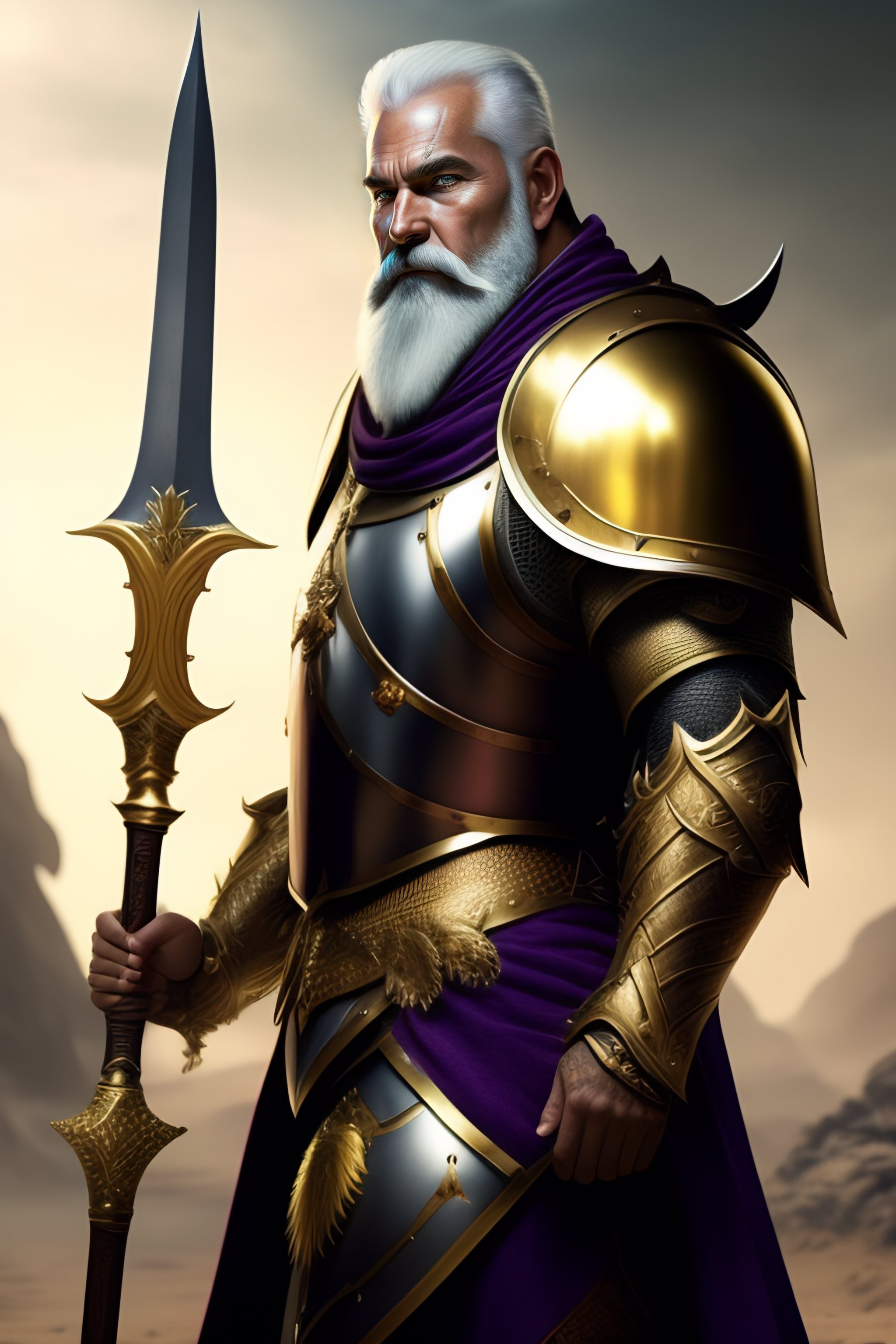 Lexica - 60 year old male white human, white bearded, using a golden ...