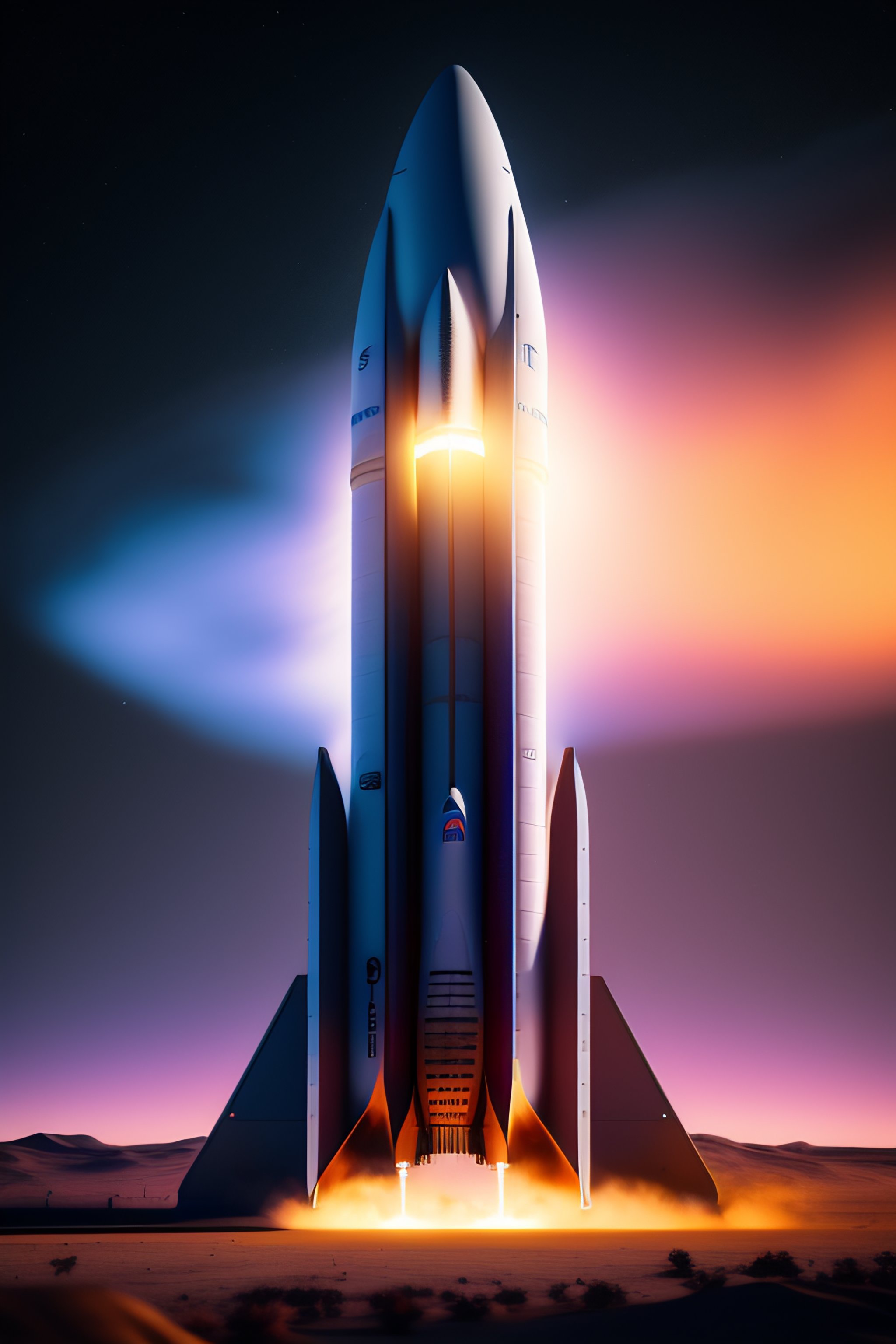 Lexica - 50mm Photograph of SpaceX starship designed by braun landed on ...