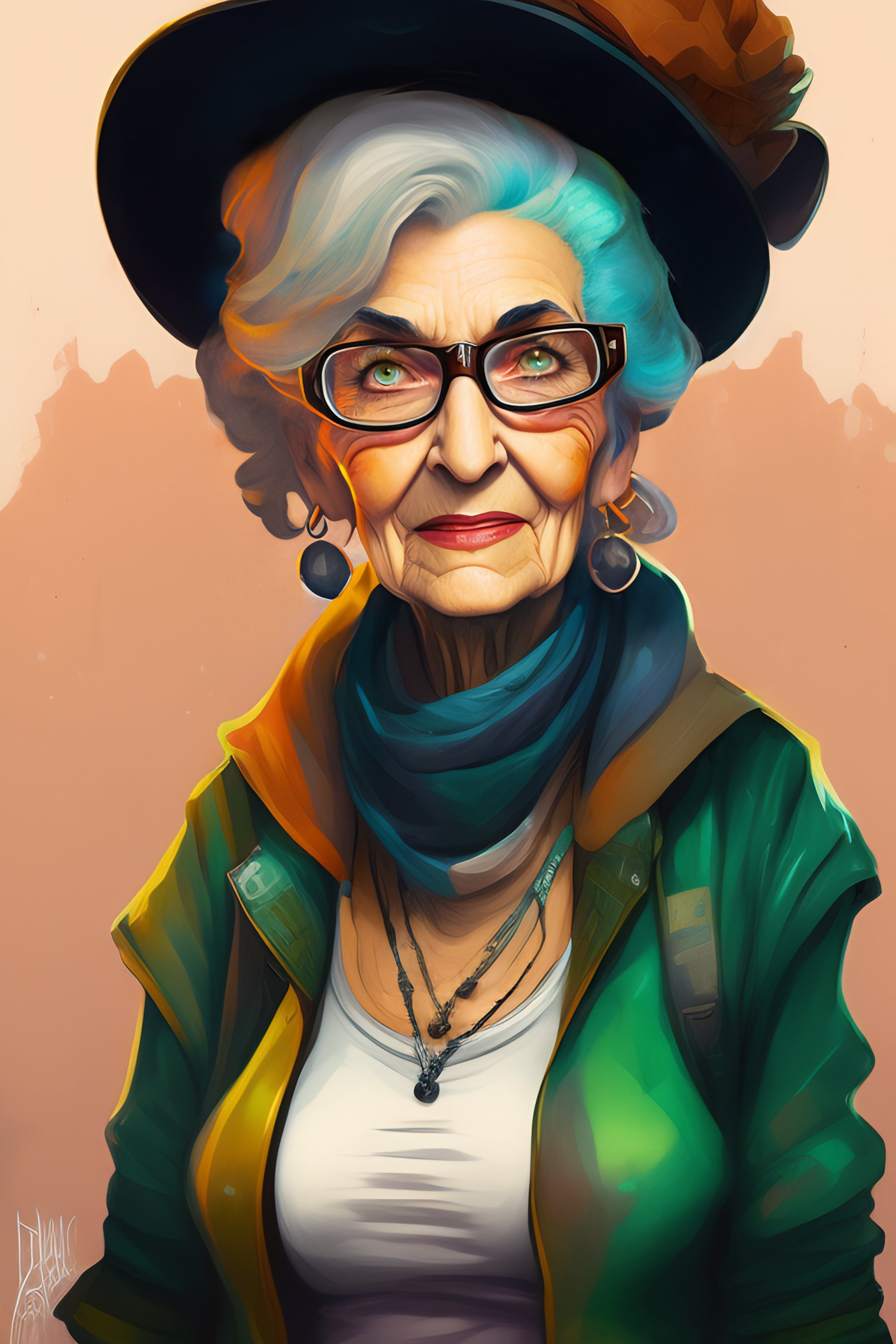 Lexica - Old woman badass Shaddy Safadi , cartoon, in style of ...