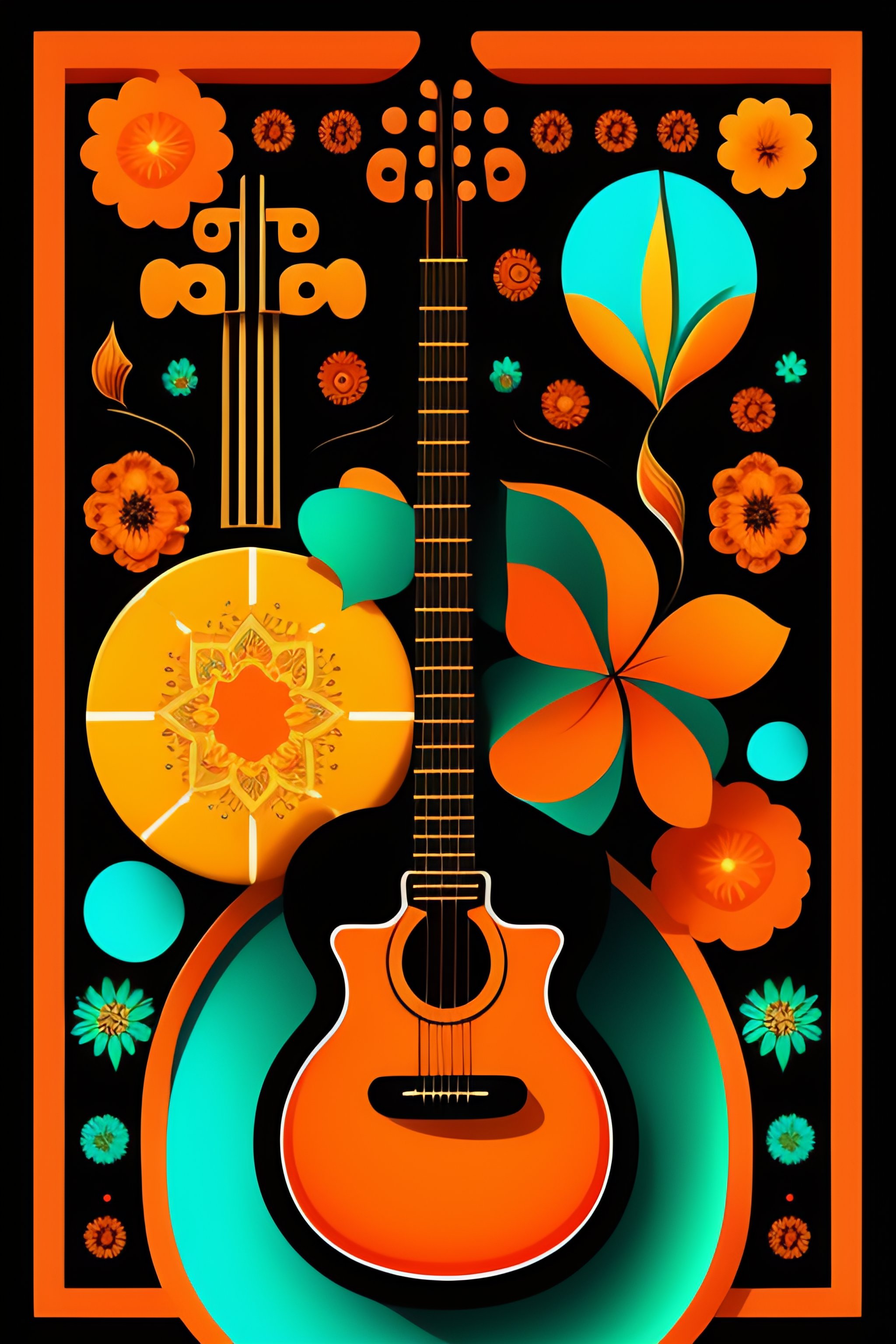 Lexica - Vector flat Flyer, Flyer flat vector 2D image of a guitar ...