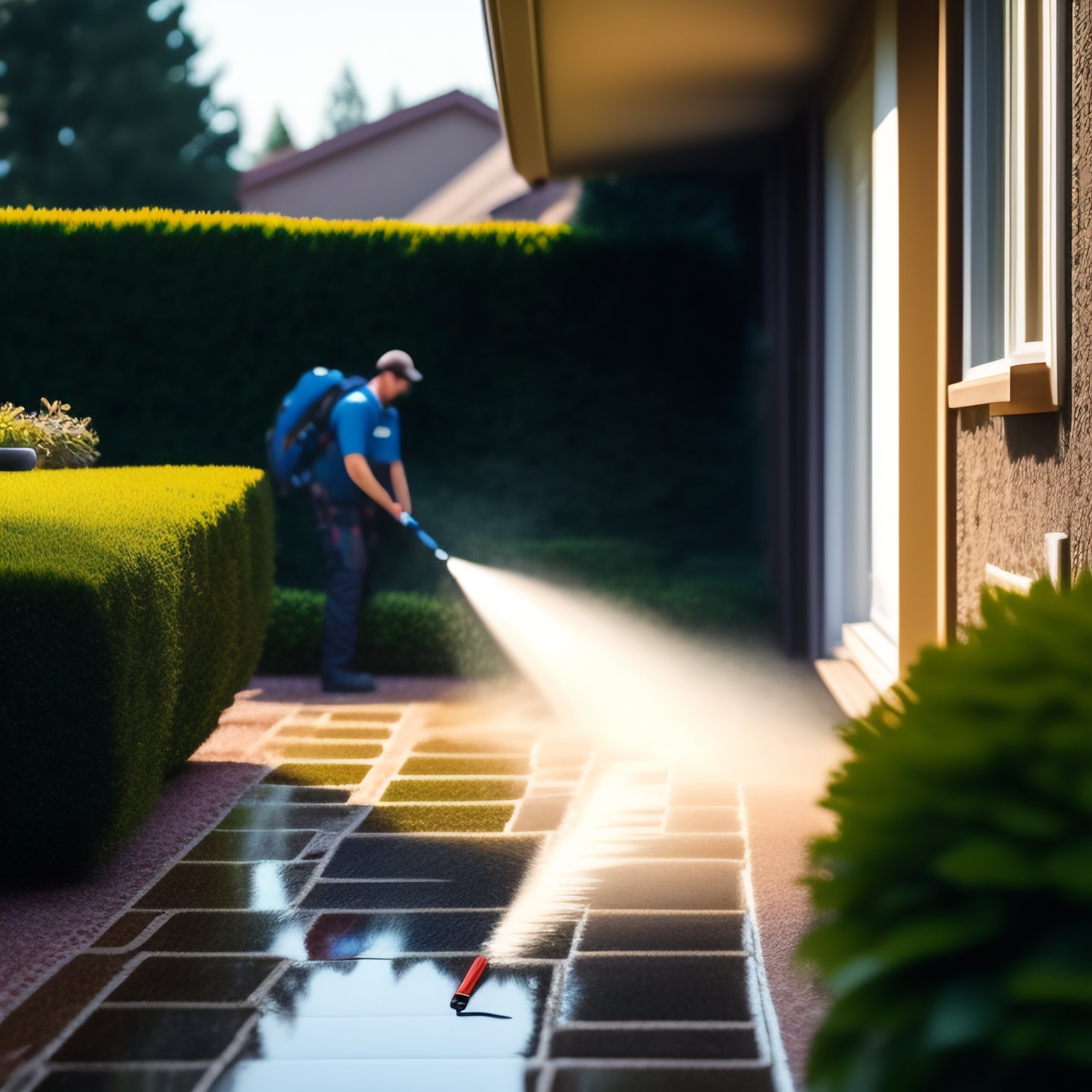 Lexica - A petrol pressure washer with someone using it to clean a ...