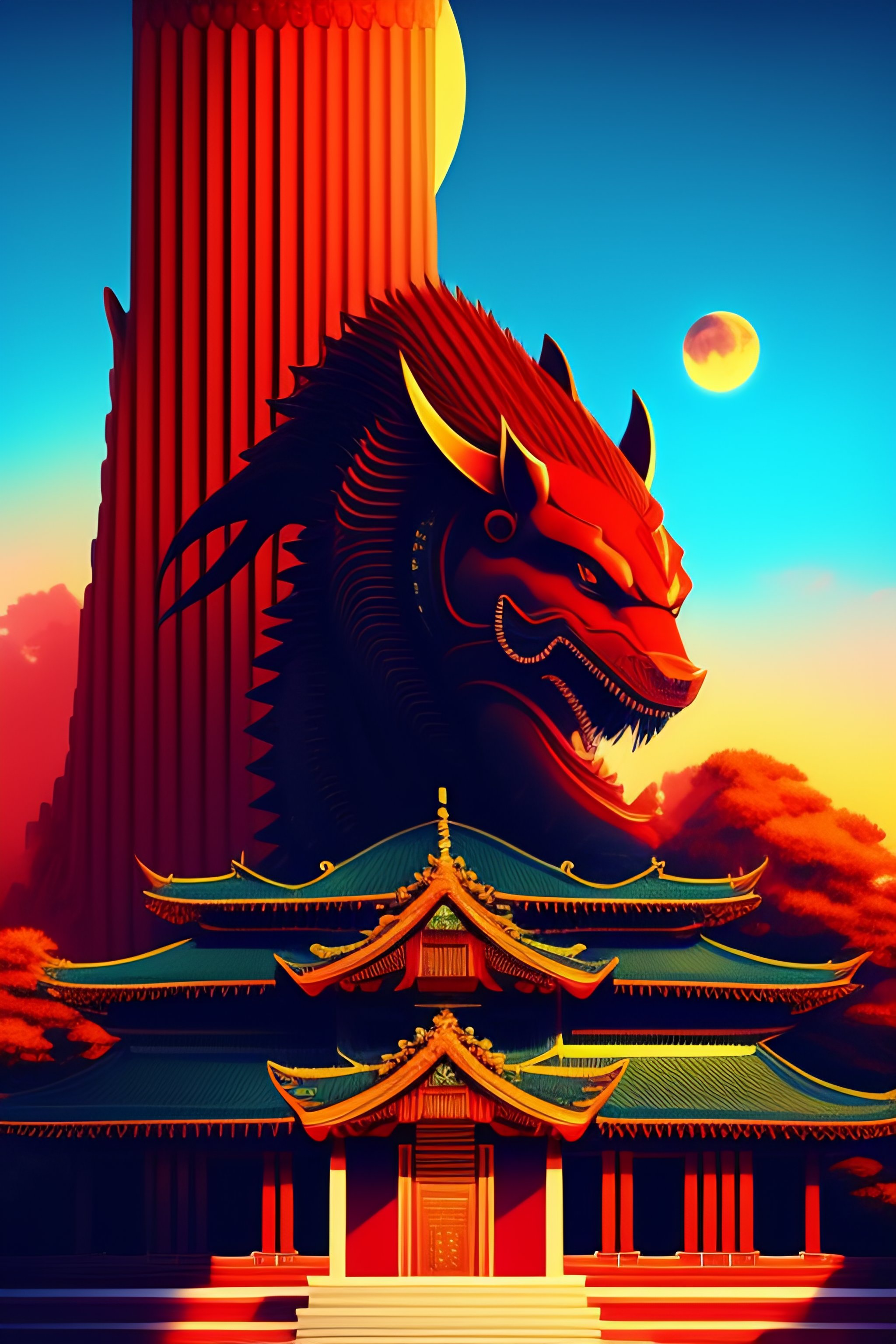 Lexica - Anime style, A huge leviathan in front of a samurai, at a ...
