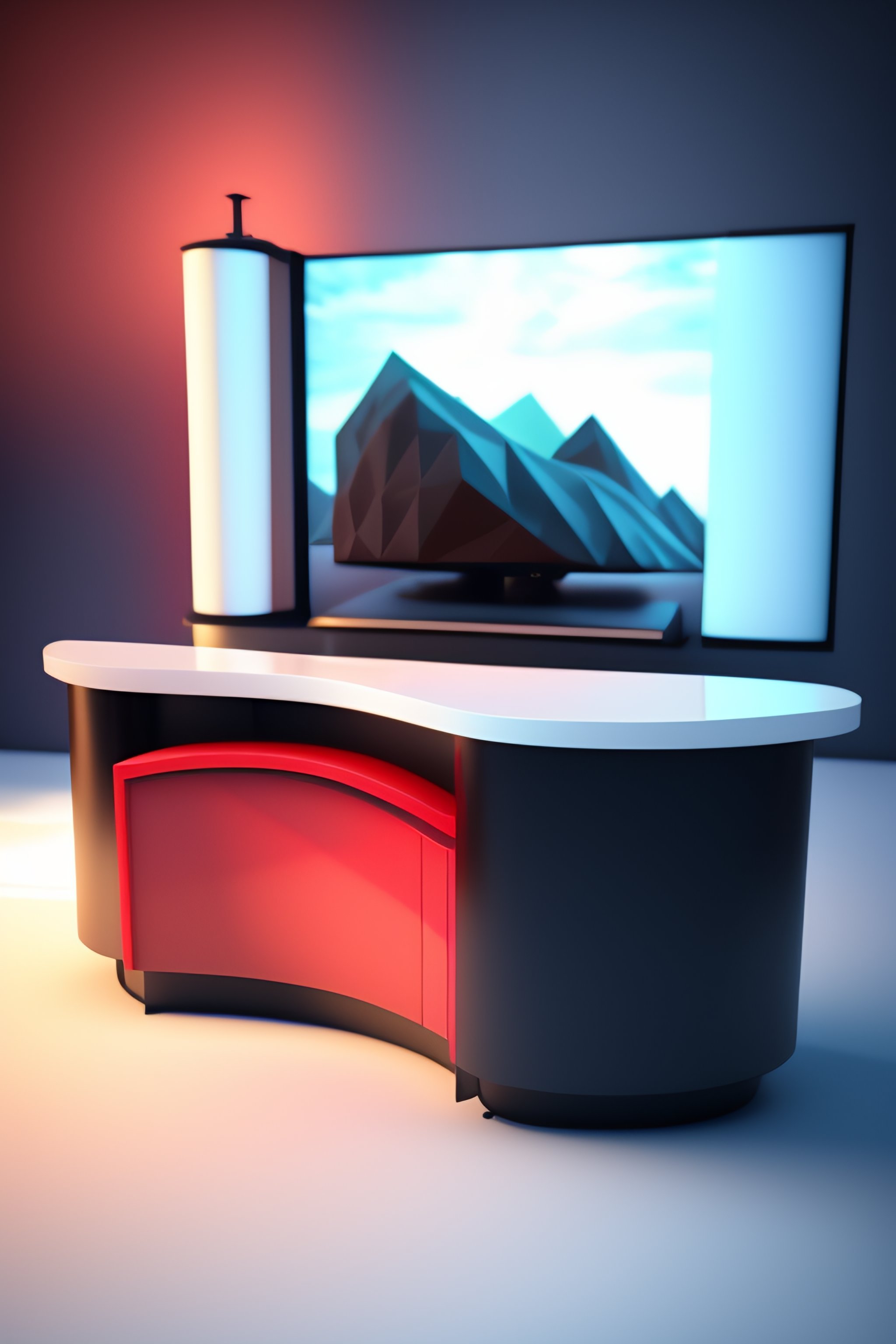 Lexica - A low poly 3d model of a television news studio with a ...