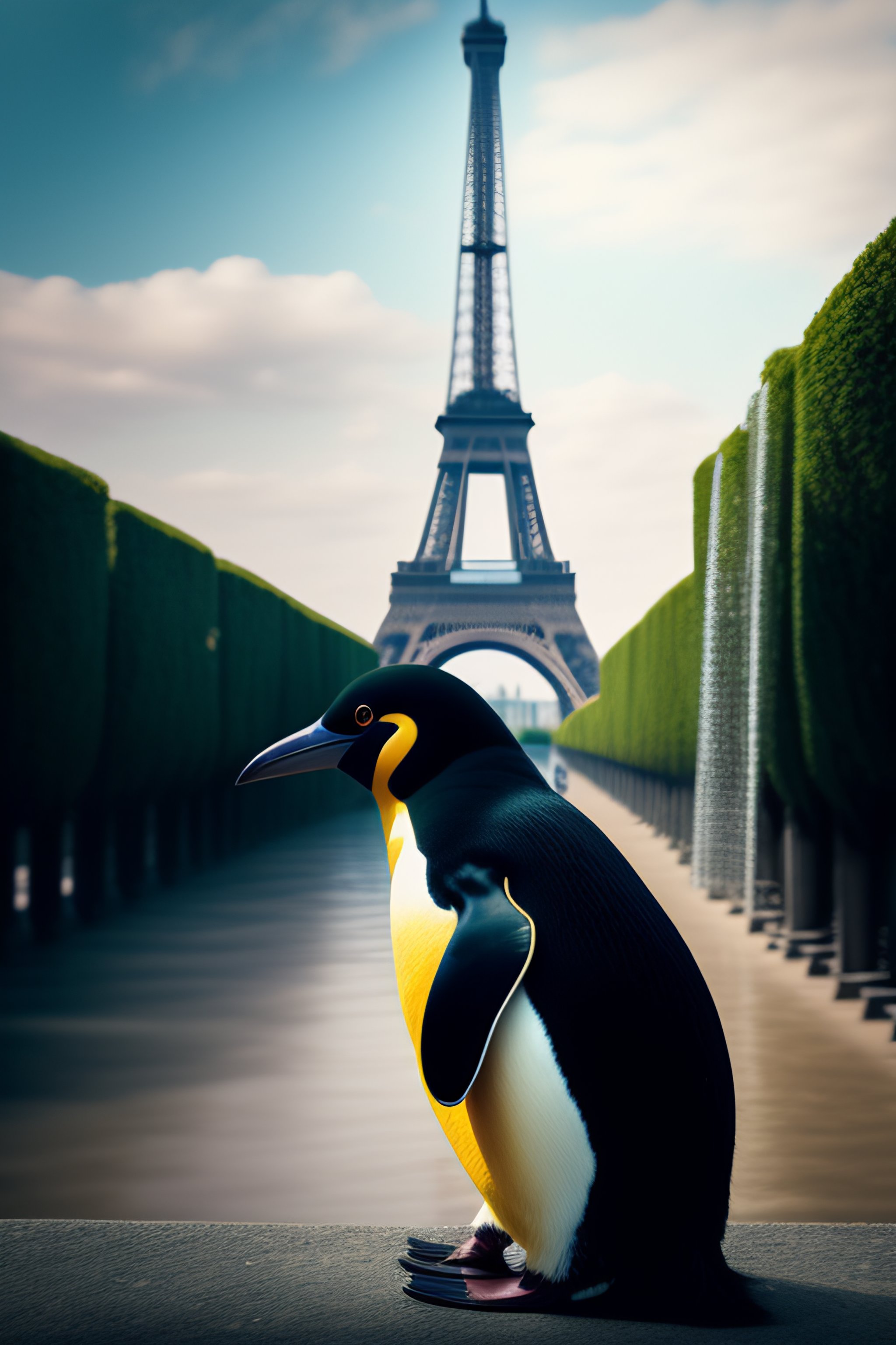 Lexica - Pinguin visiting the eiffel tower