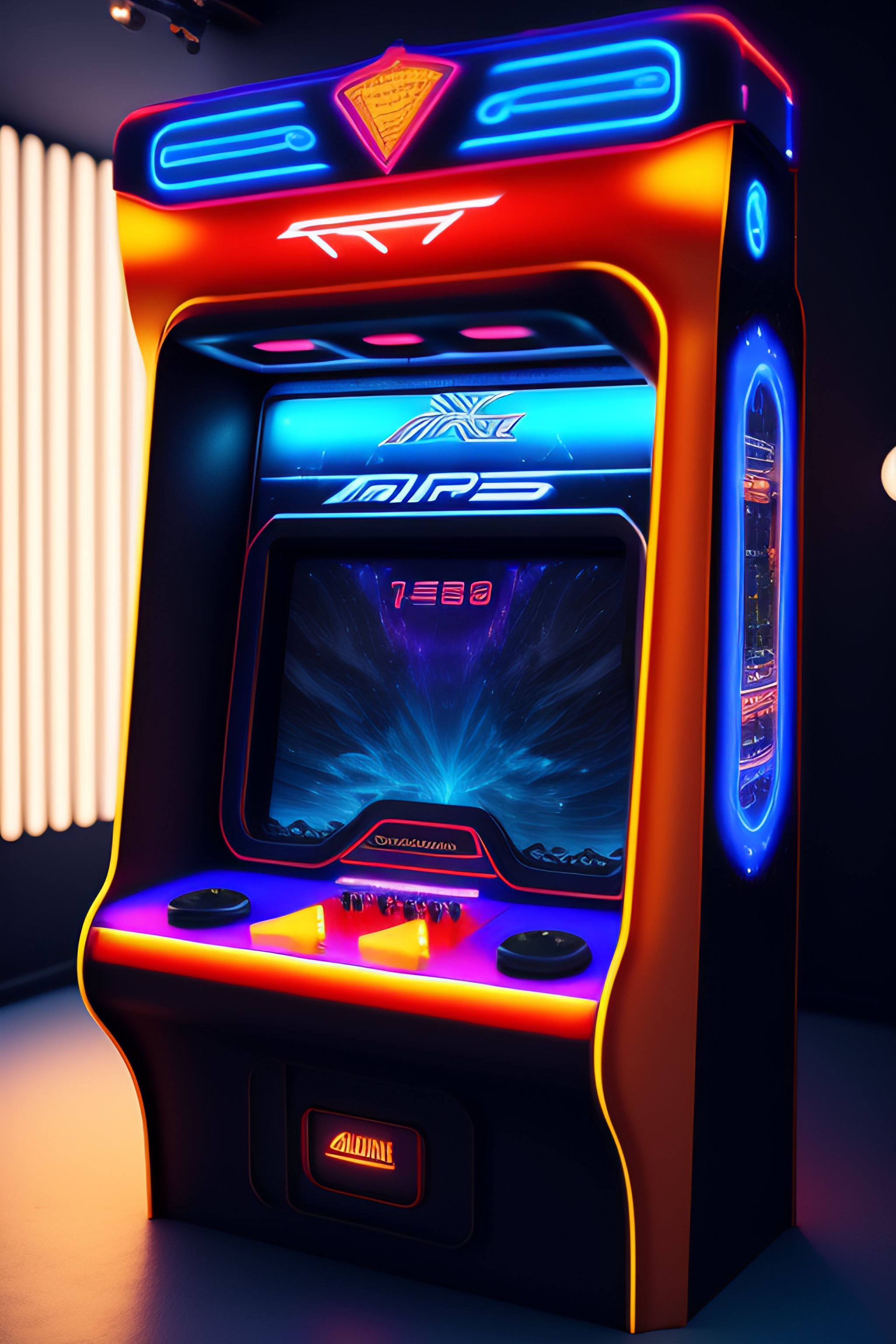 Lexica - Black Futuristic arcade cabinet, with circuit boards on the ...