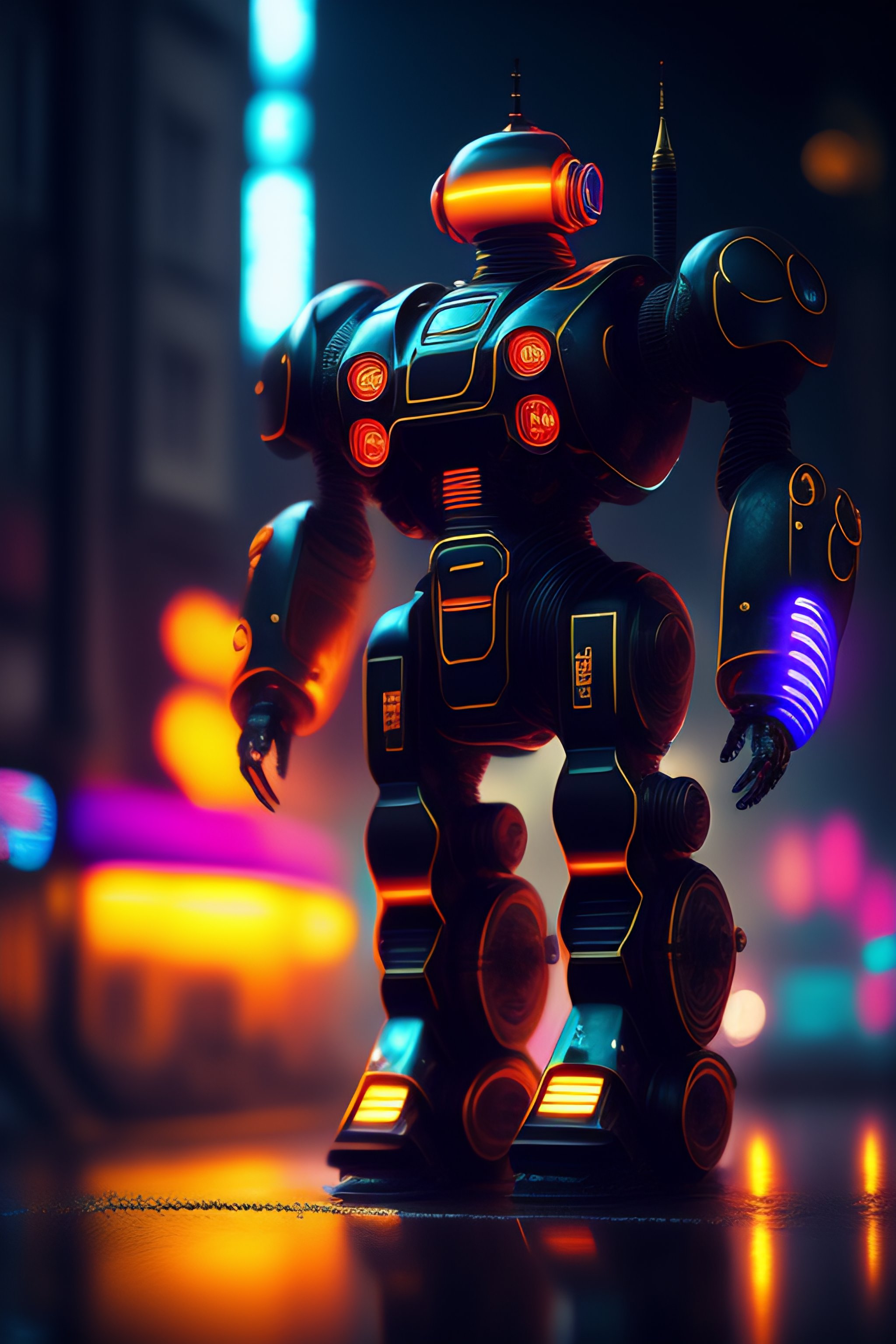 Lexica - Robot solder, Neon, video game, ultra detailed, city, rain ...