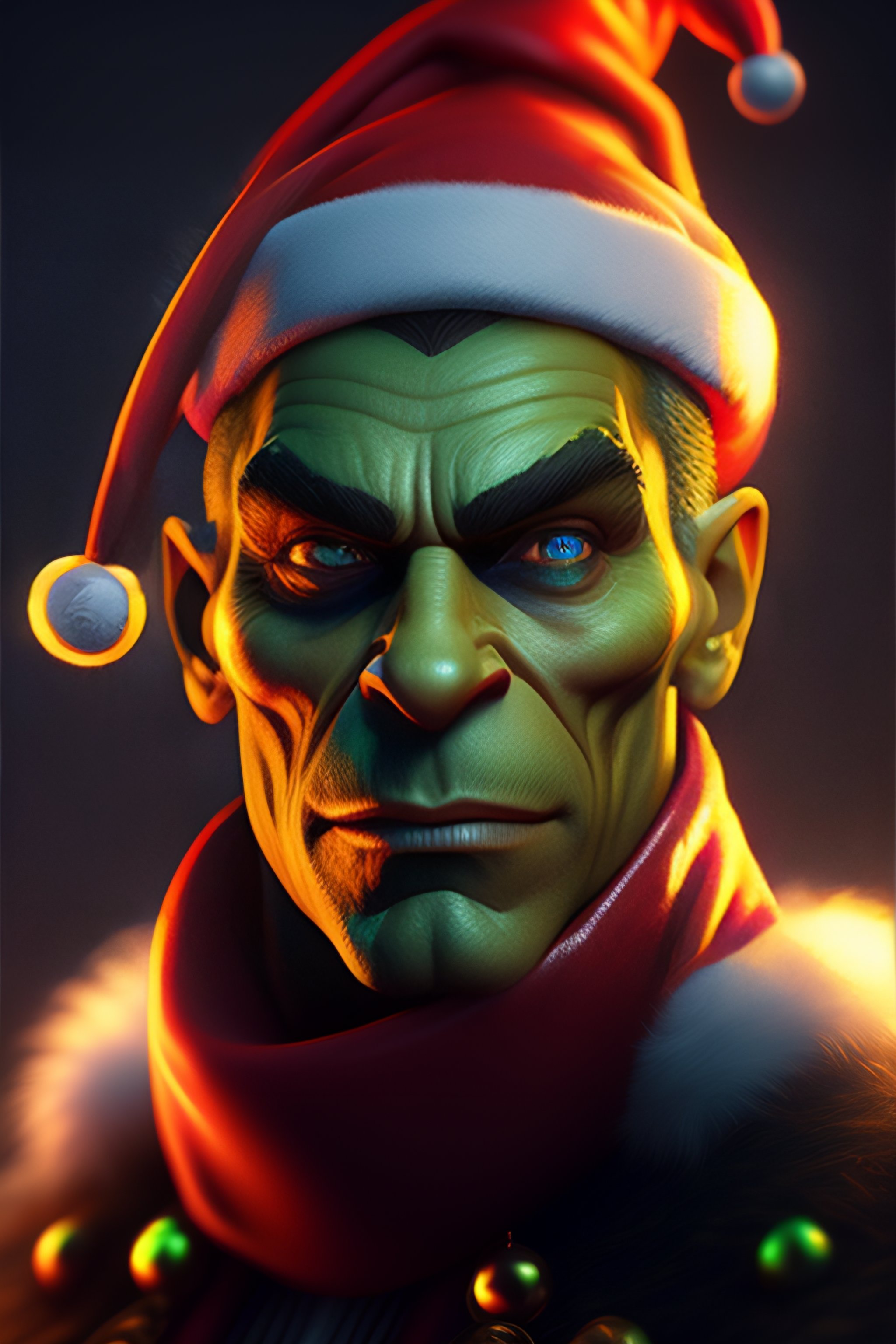 Lexica - Character concept portrait, xmas grinch, bright glowing, 3 d ...