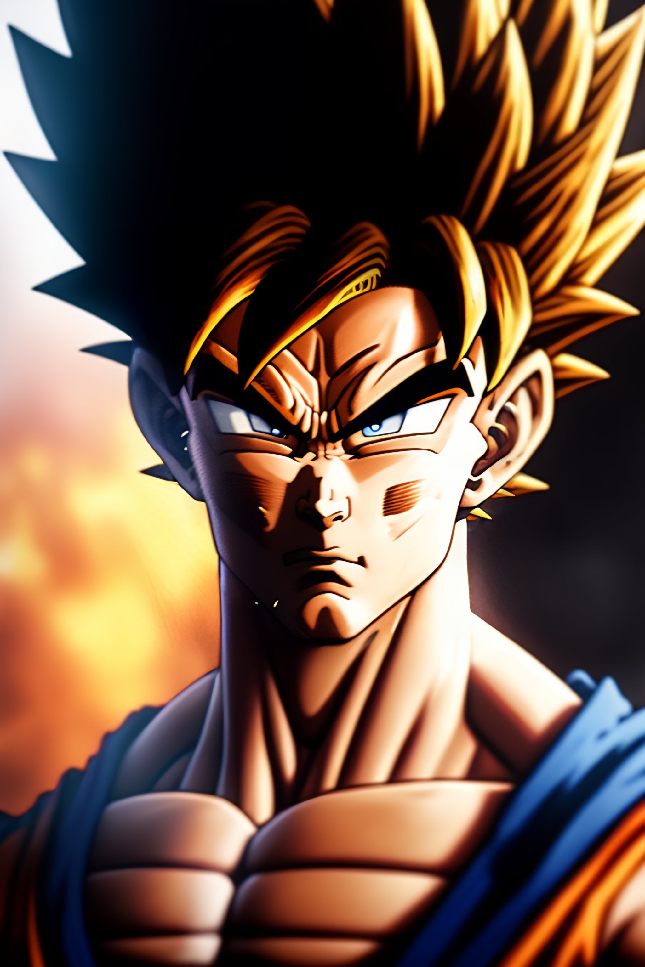 Lexica - Goku face from Dragon Ball Z, realistic, detailed