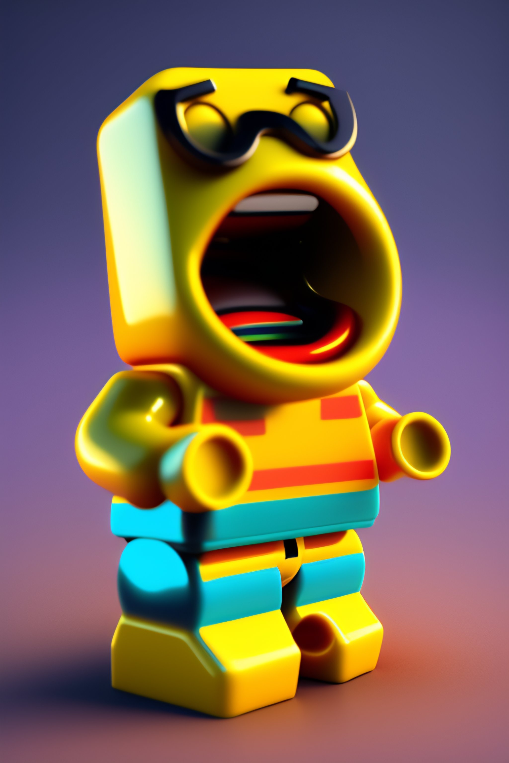 Lexica - 3d render cute character laughing lego