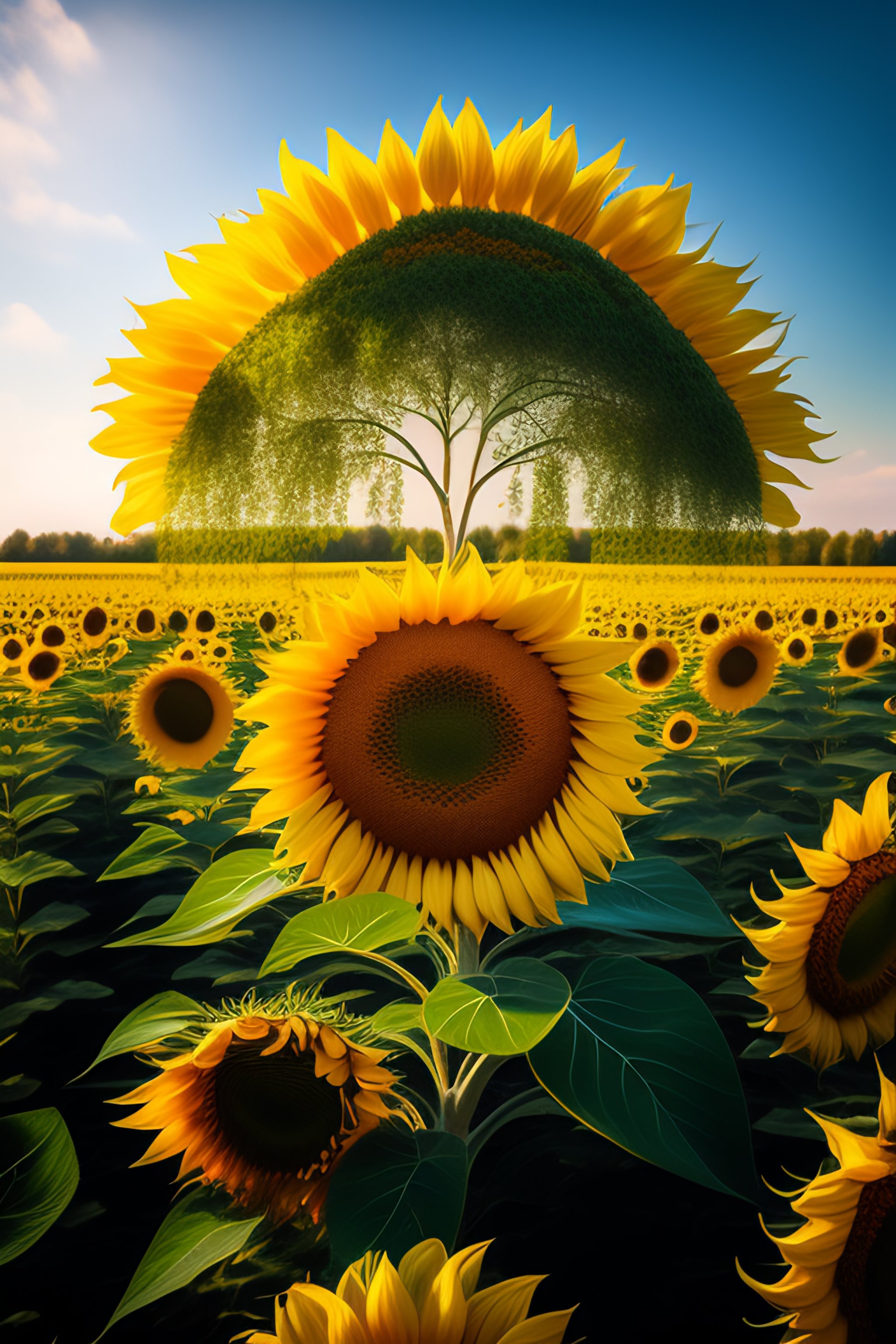 Lexica - An impossible tree made entirely of sunflowers