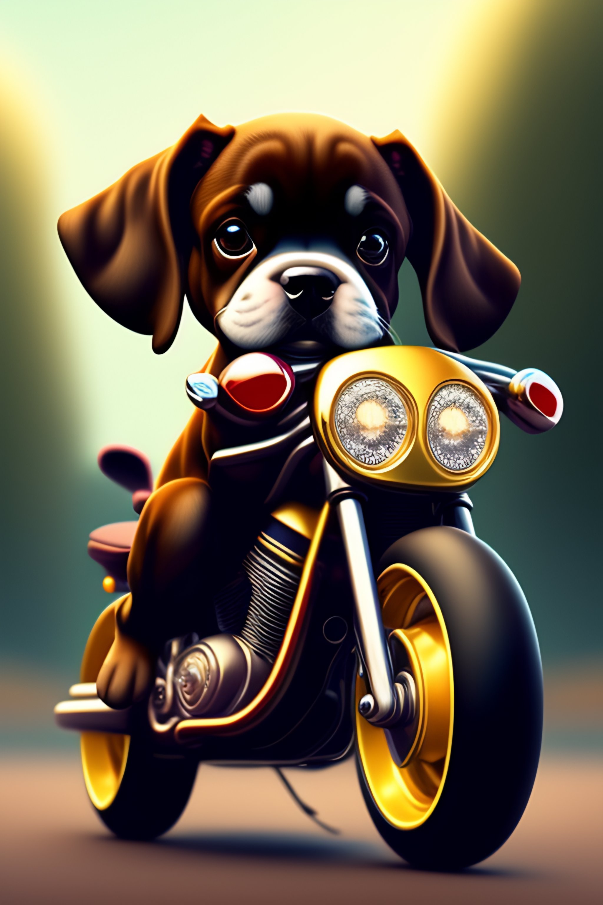 Lexica - Cute and adorable cartoon dark brown boxer dog baby with biker ...