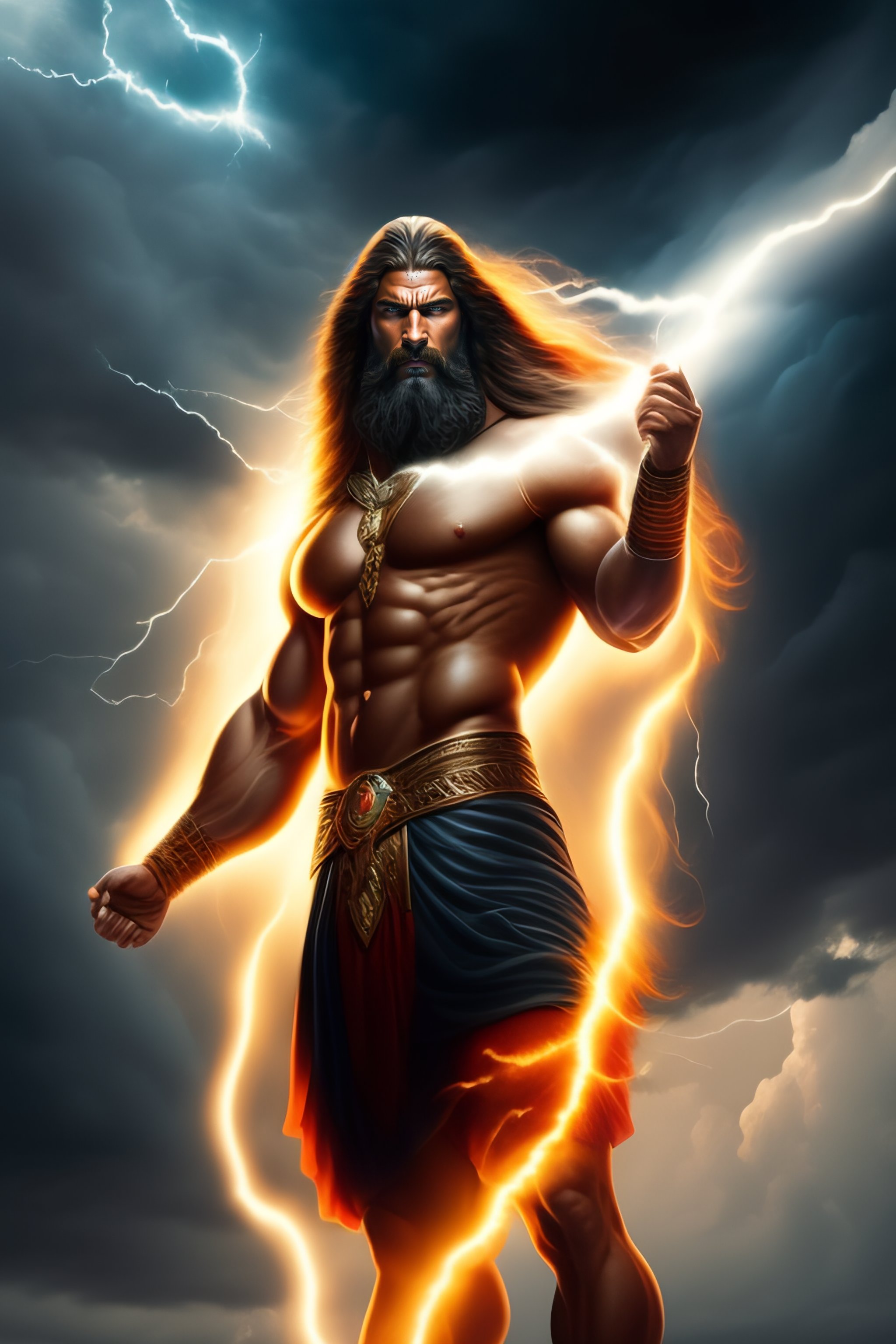 Lexica - Old god zeus, with long hair, in the sky, with athletic body ...