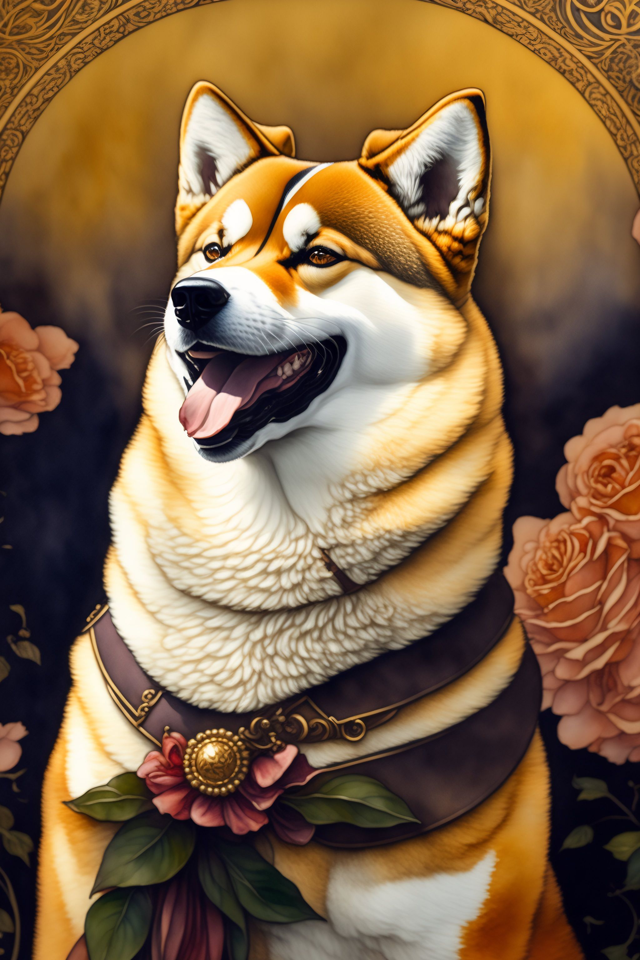 Lexica - Portrait of happy laughing shiba inu with a background in the ...