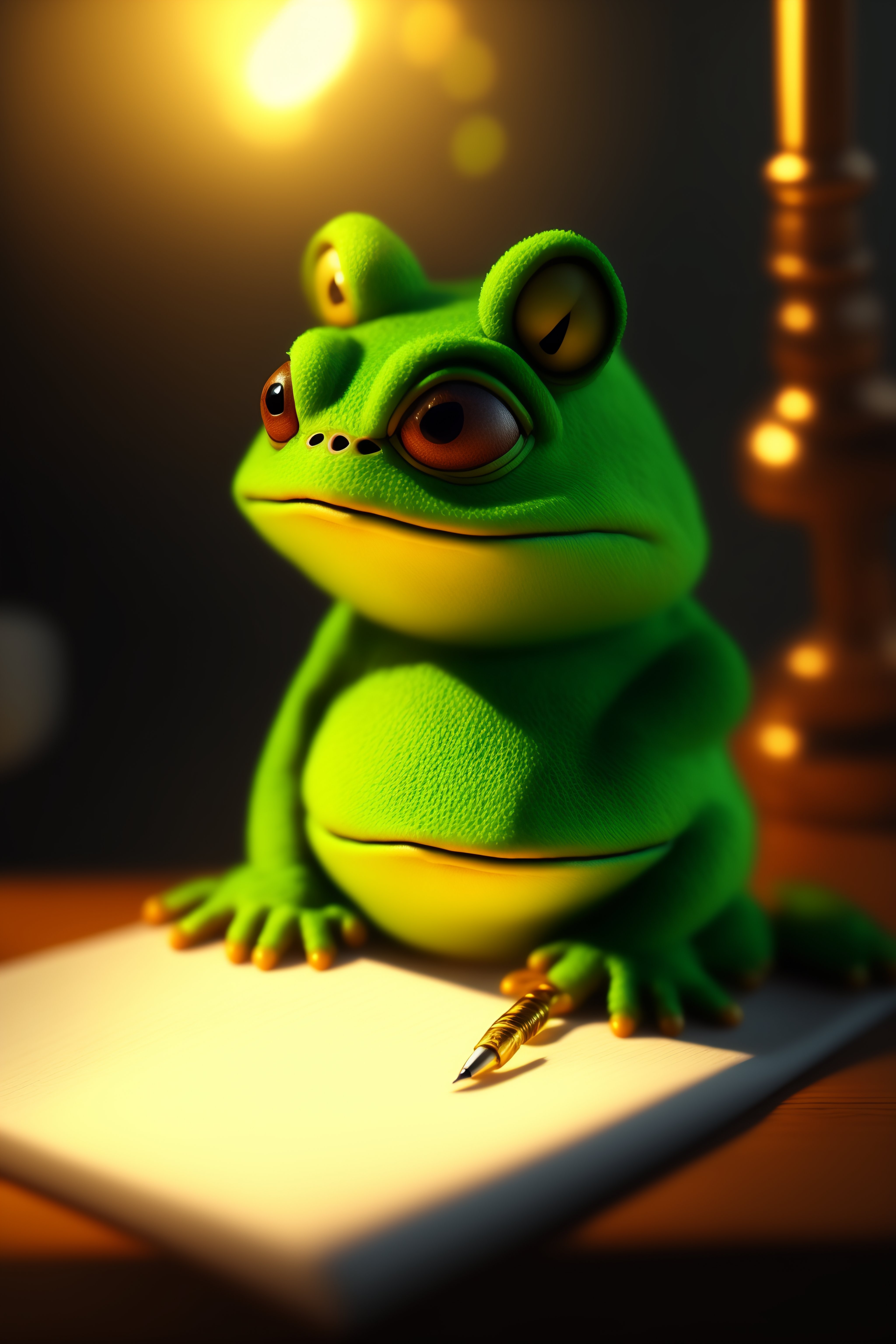 Lexica - An exhausted pepe the frog commiting tax fraud, paperwork ...