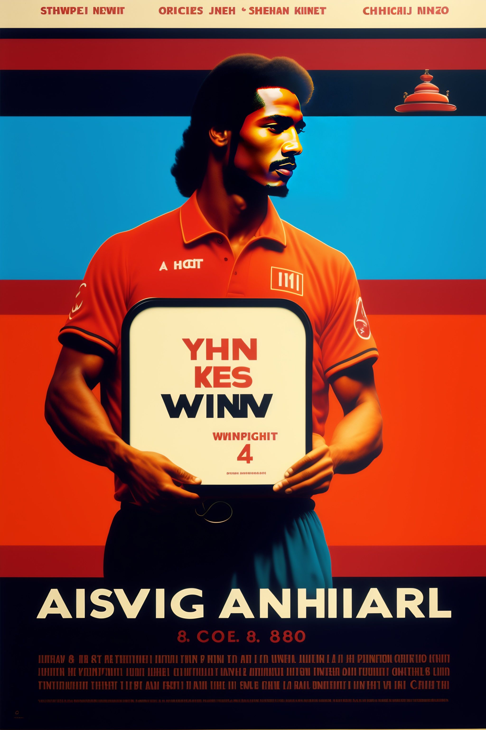 Lexica - Aword winning poster design from the 80's , a man standing and ...