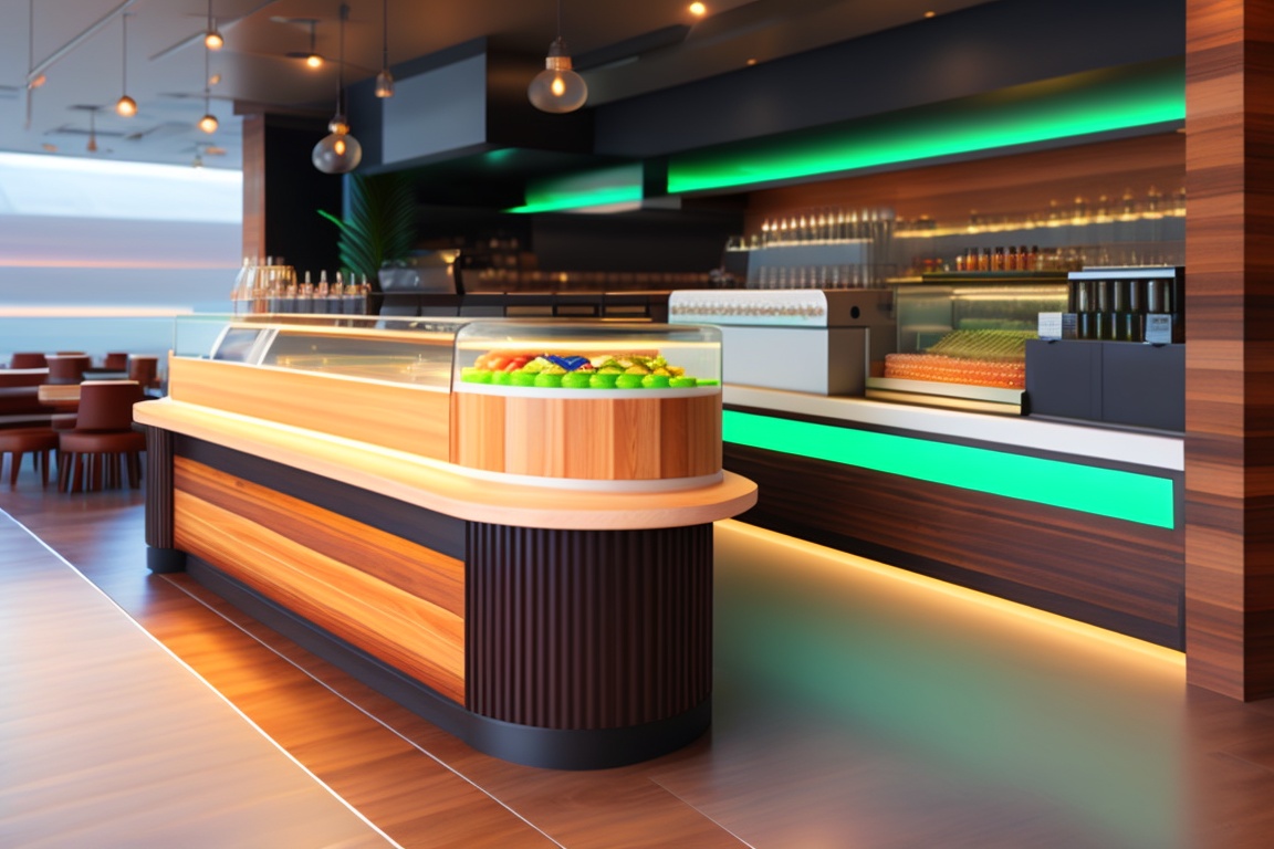 Lexica - A counter in a cafe, front view