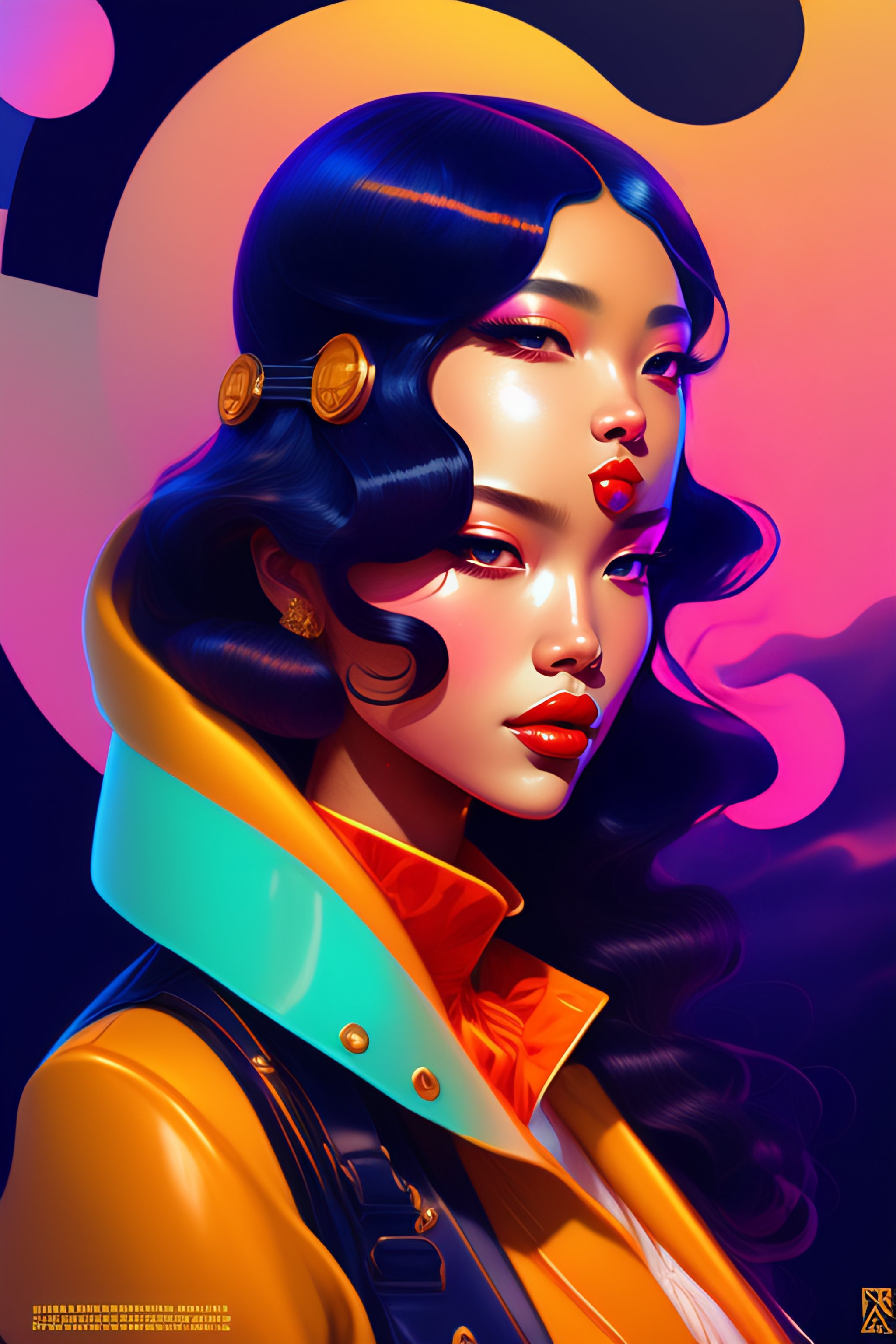 Lexica - A colorful comic noir illustration painting of a high fashion ...