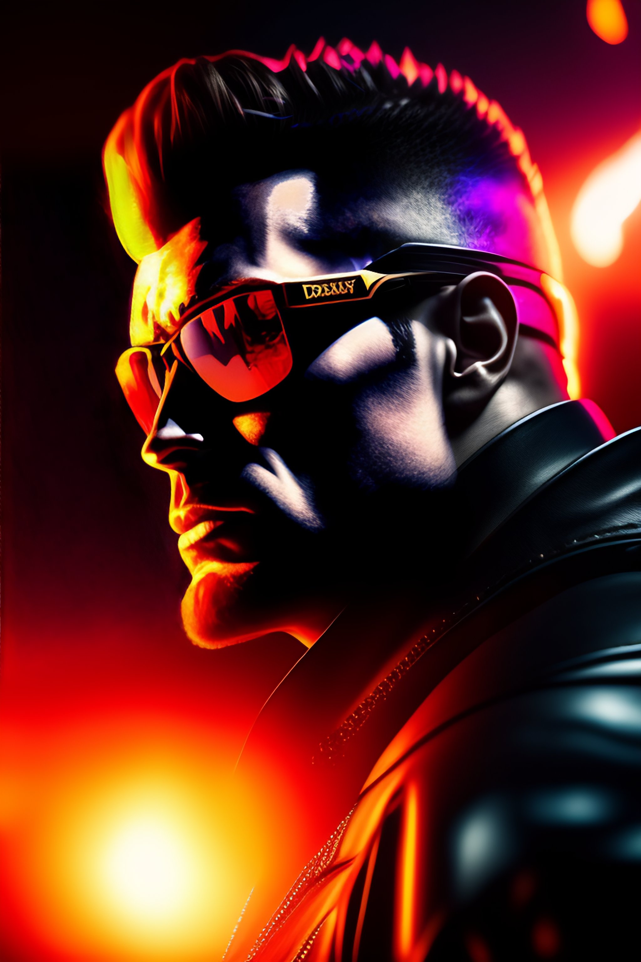 Lexica - A closeup portrait of duke nukem, dramatic light, explosion ...