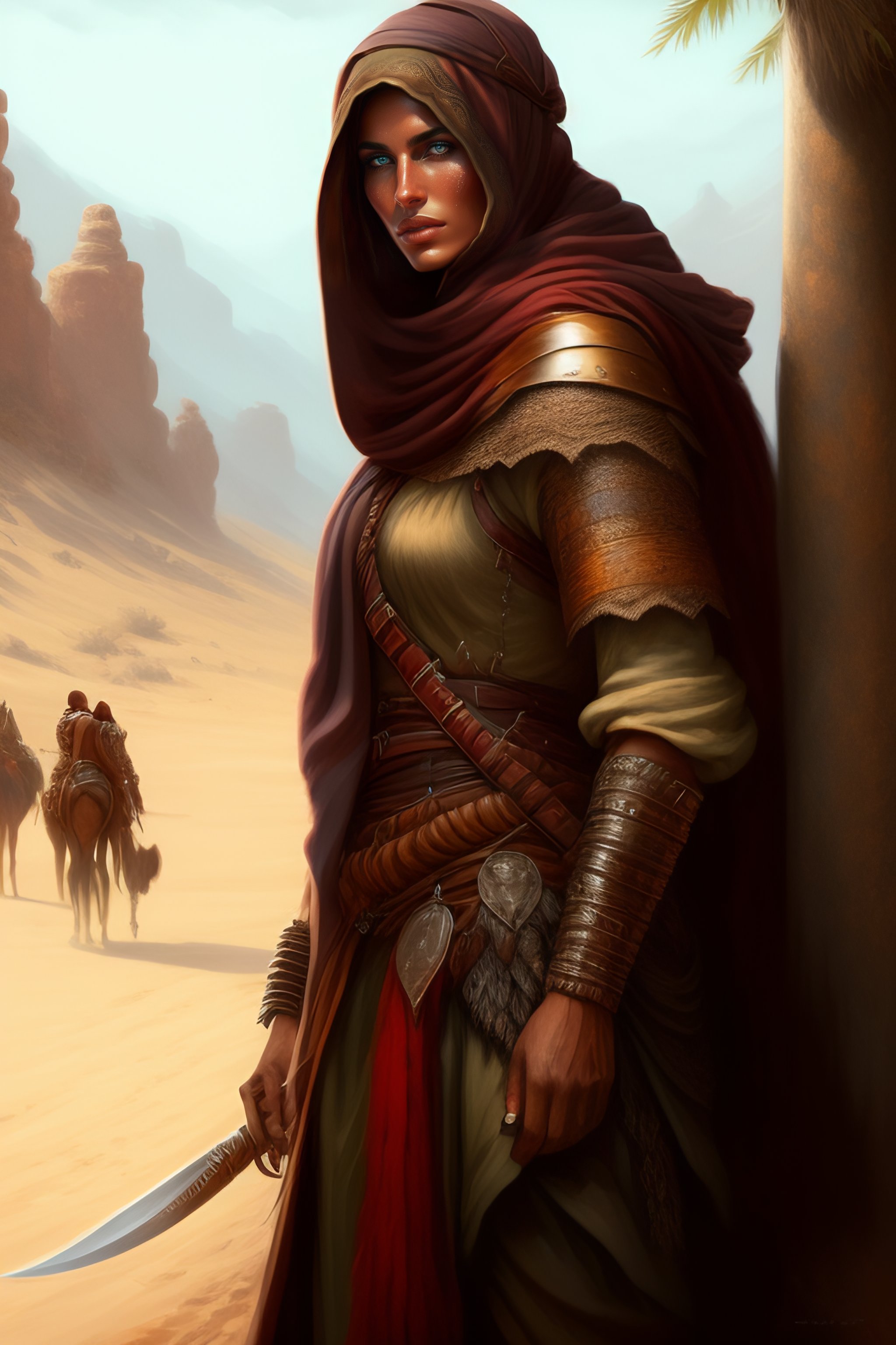 Lexica - A full body portrait of a beautiful soldiers quarter bedouin ...
