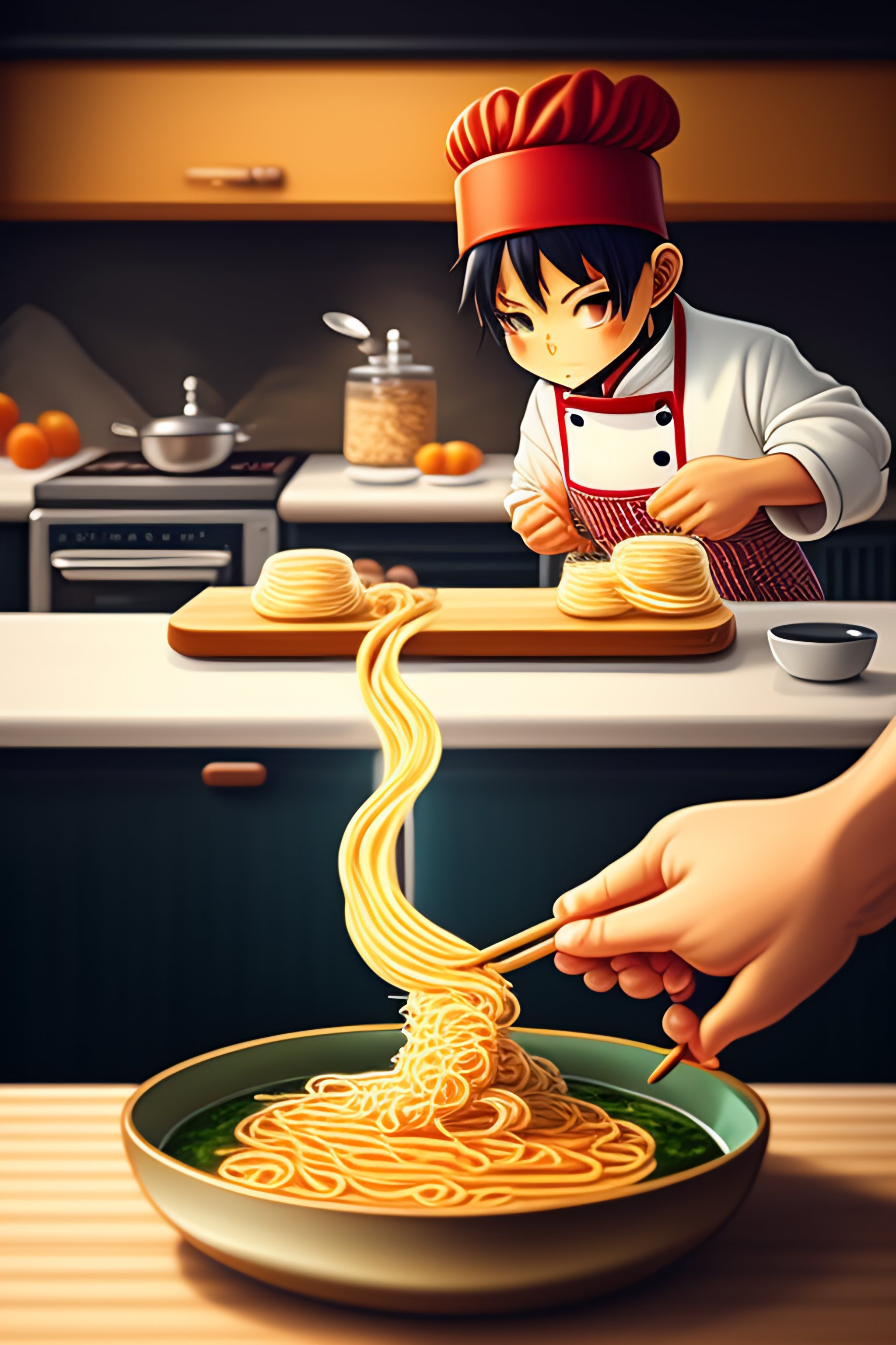 Lexica - Teddy chef making ramen, manga style, surreal
