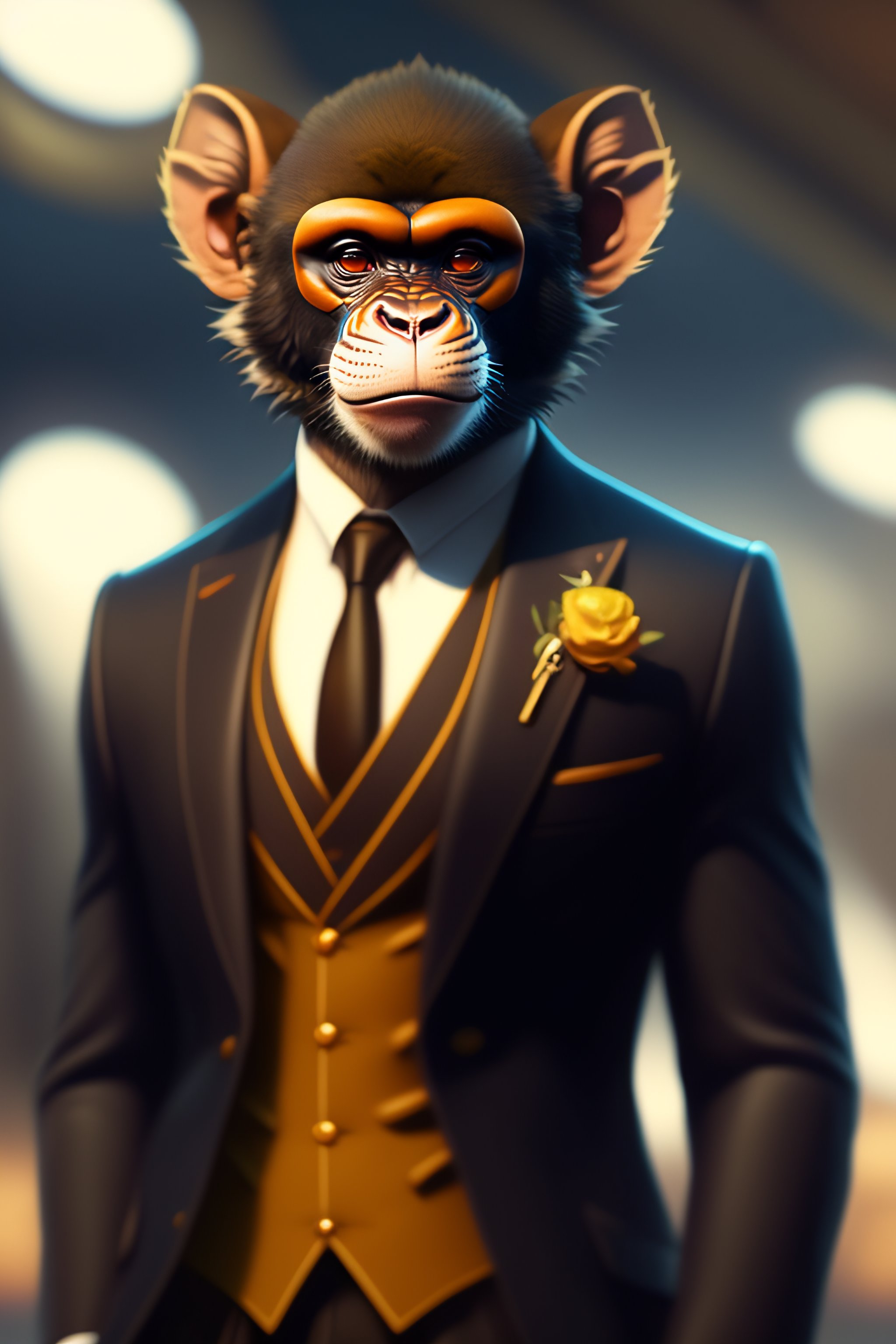 Lexica - Anthro furry humanoid monkey, three piece suit, checking watch ...
