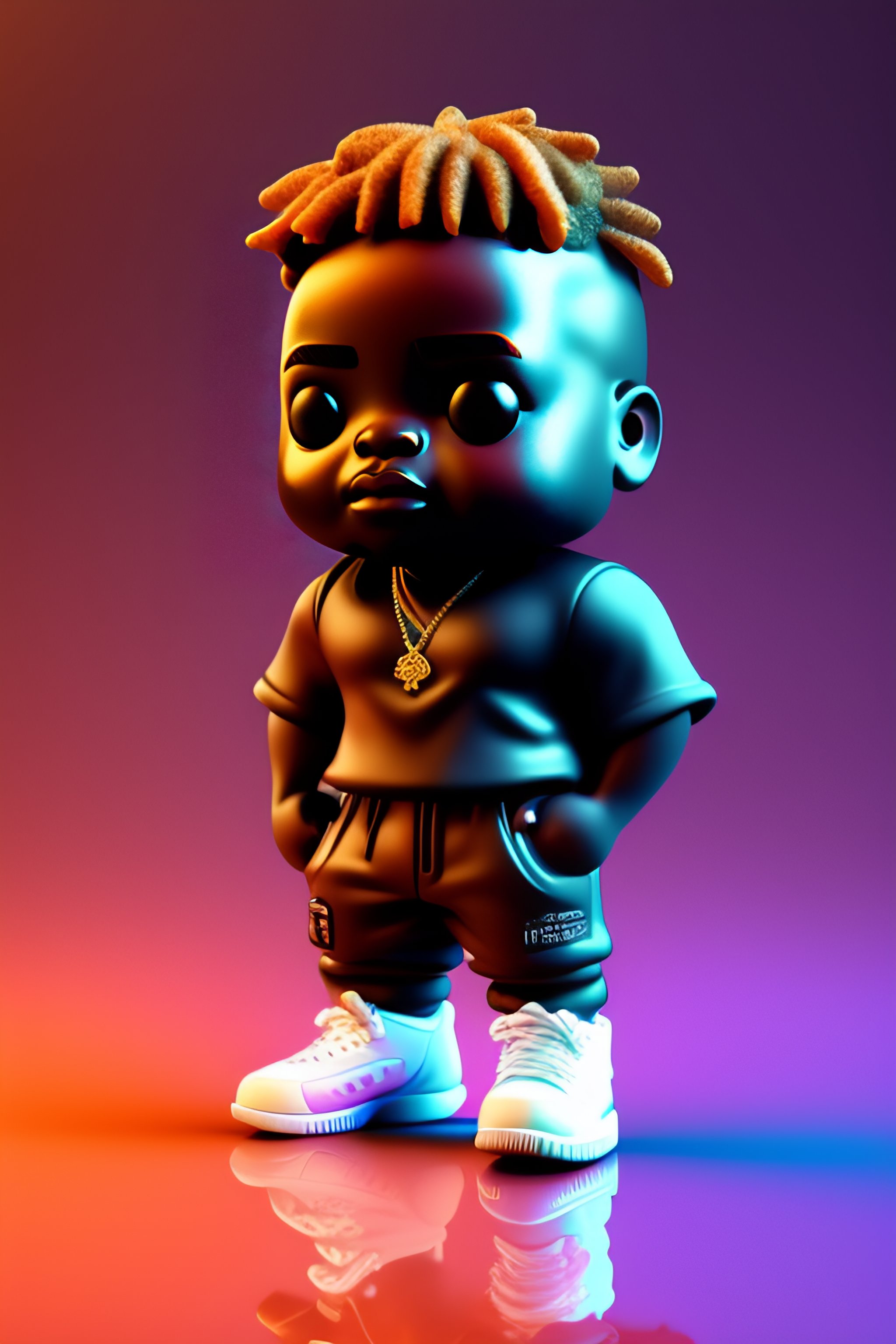 Lexica - Full body 3d render of funko pop Juice WRLD rapper