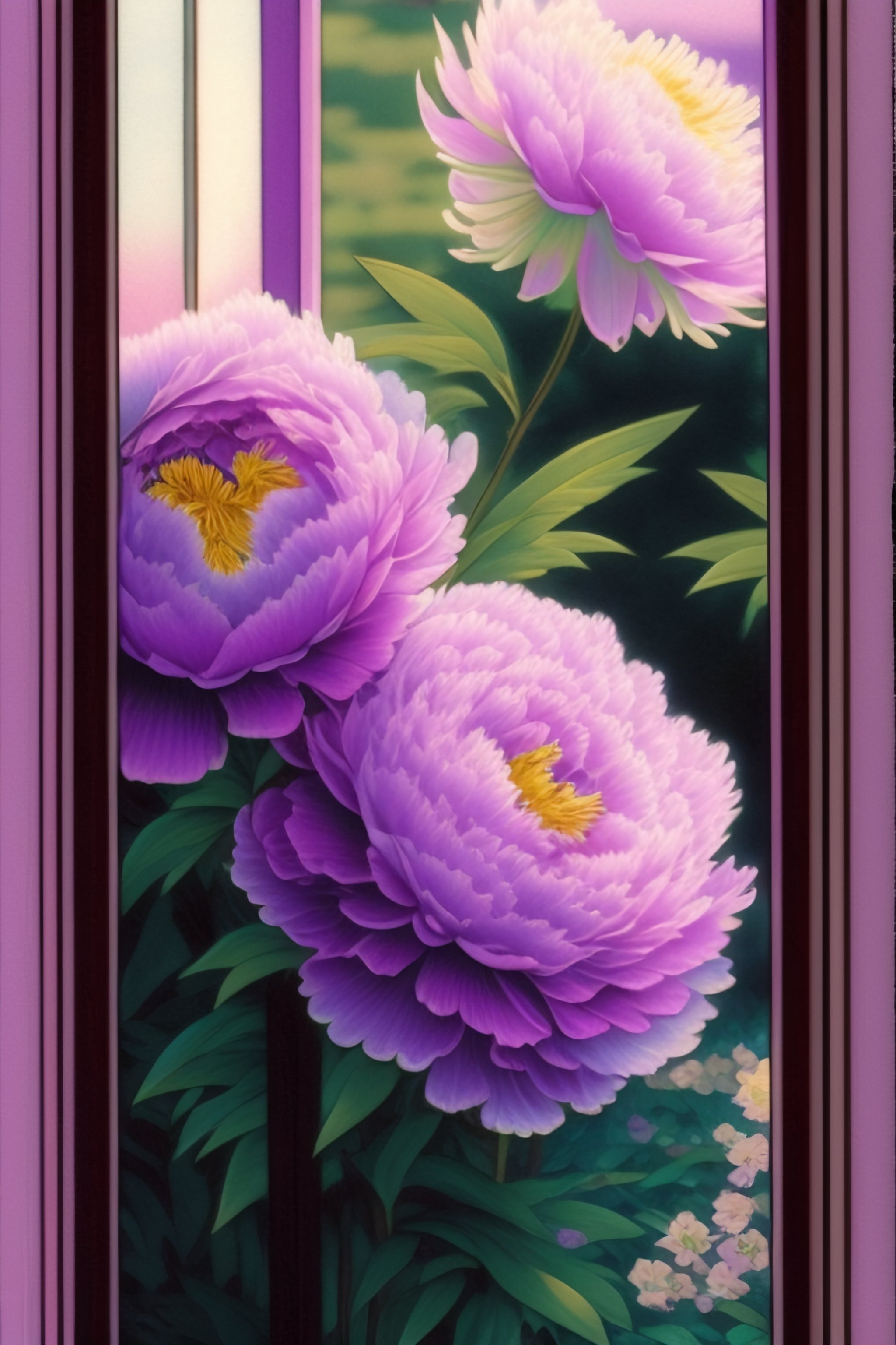 Lexica - By akio watanabe, manga art, light violet blue peony outside ...