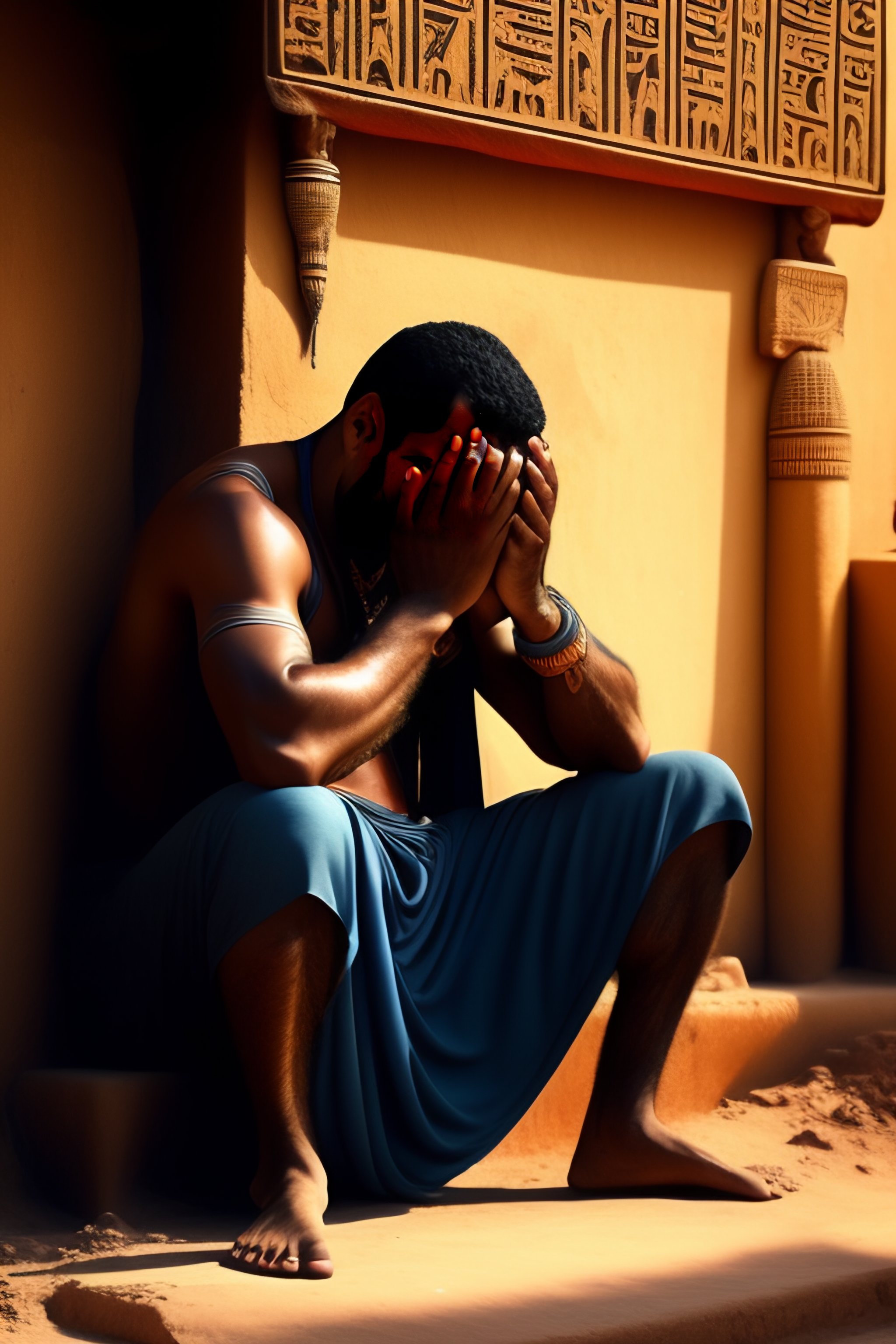 Lexica - Egyptian man too sad and crying hard alot of tears