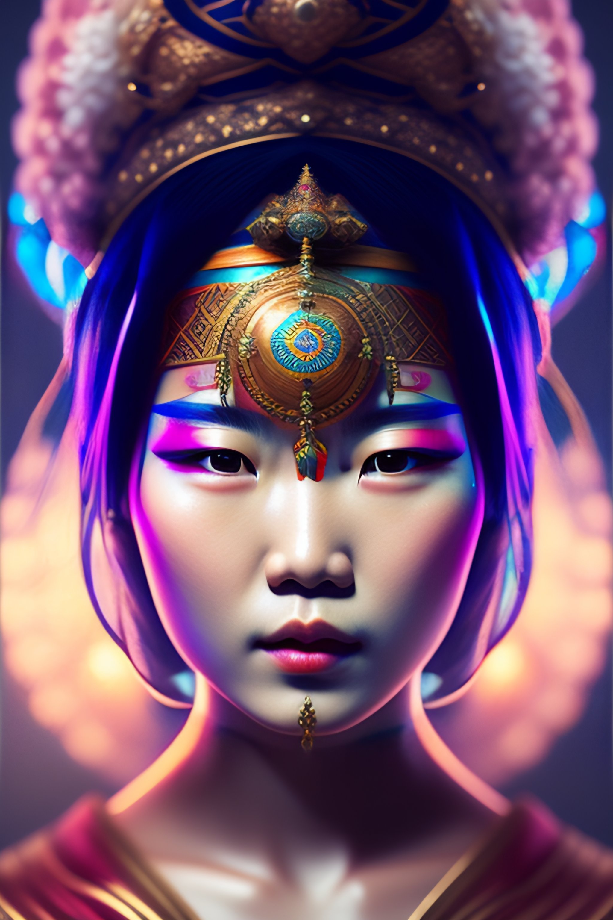 Lexica - Beautiful japanese girl with third eye on her forehead, highly ...