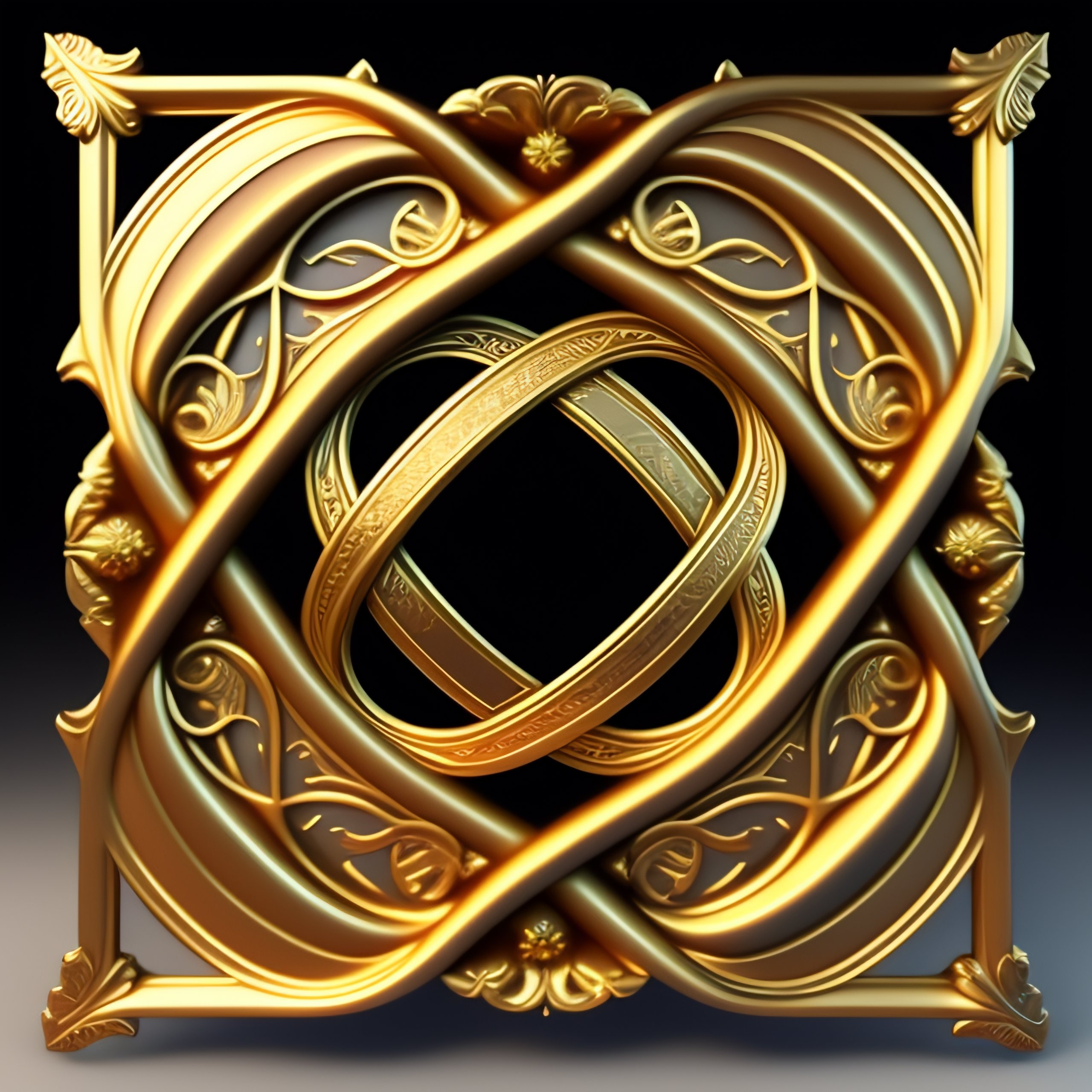 Lexica - An intricate art nouveau edges frame, with golden intertwined edges and crown black ...