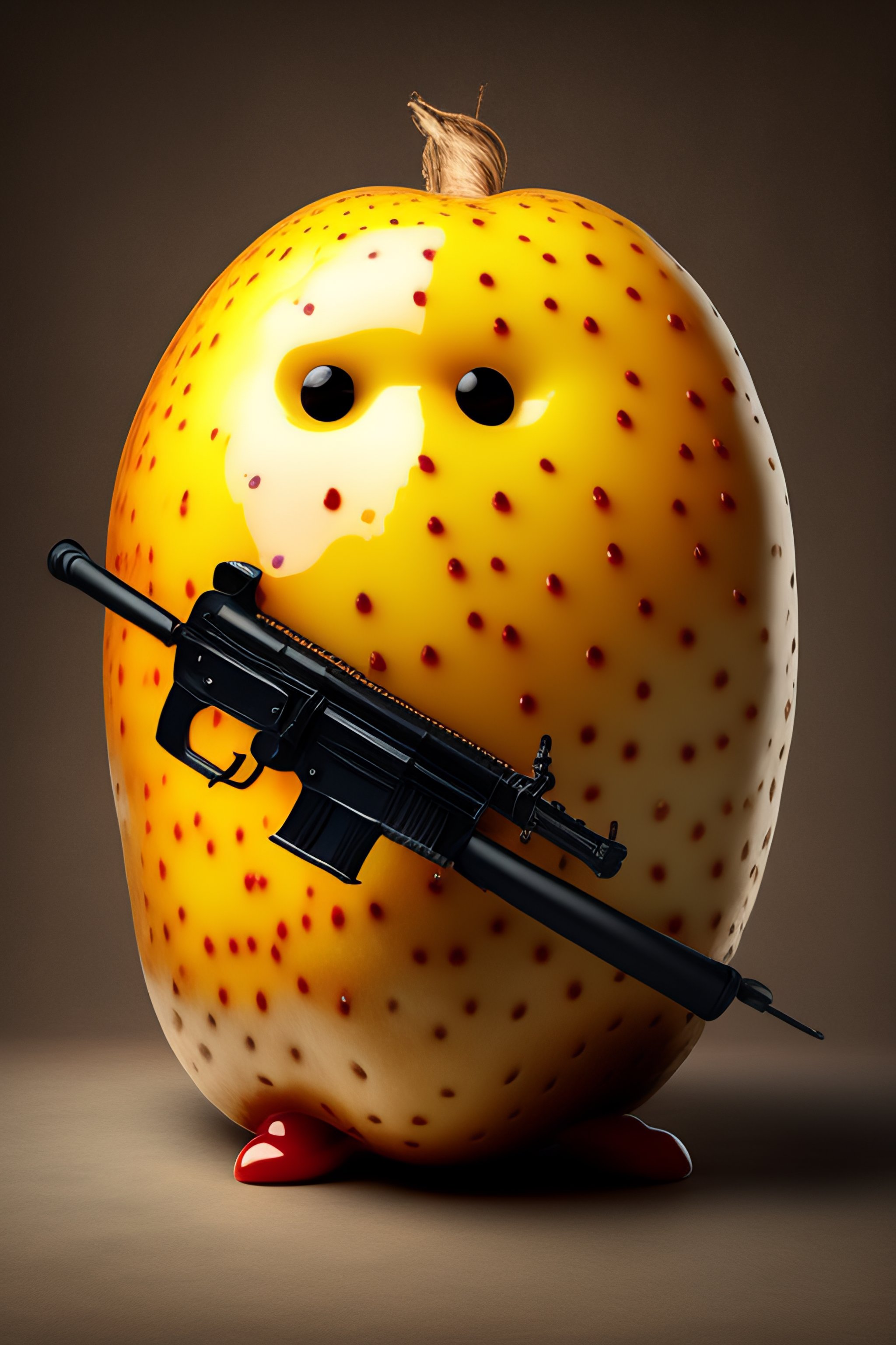 Lexica - Potato with arms shooting guns frontface