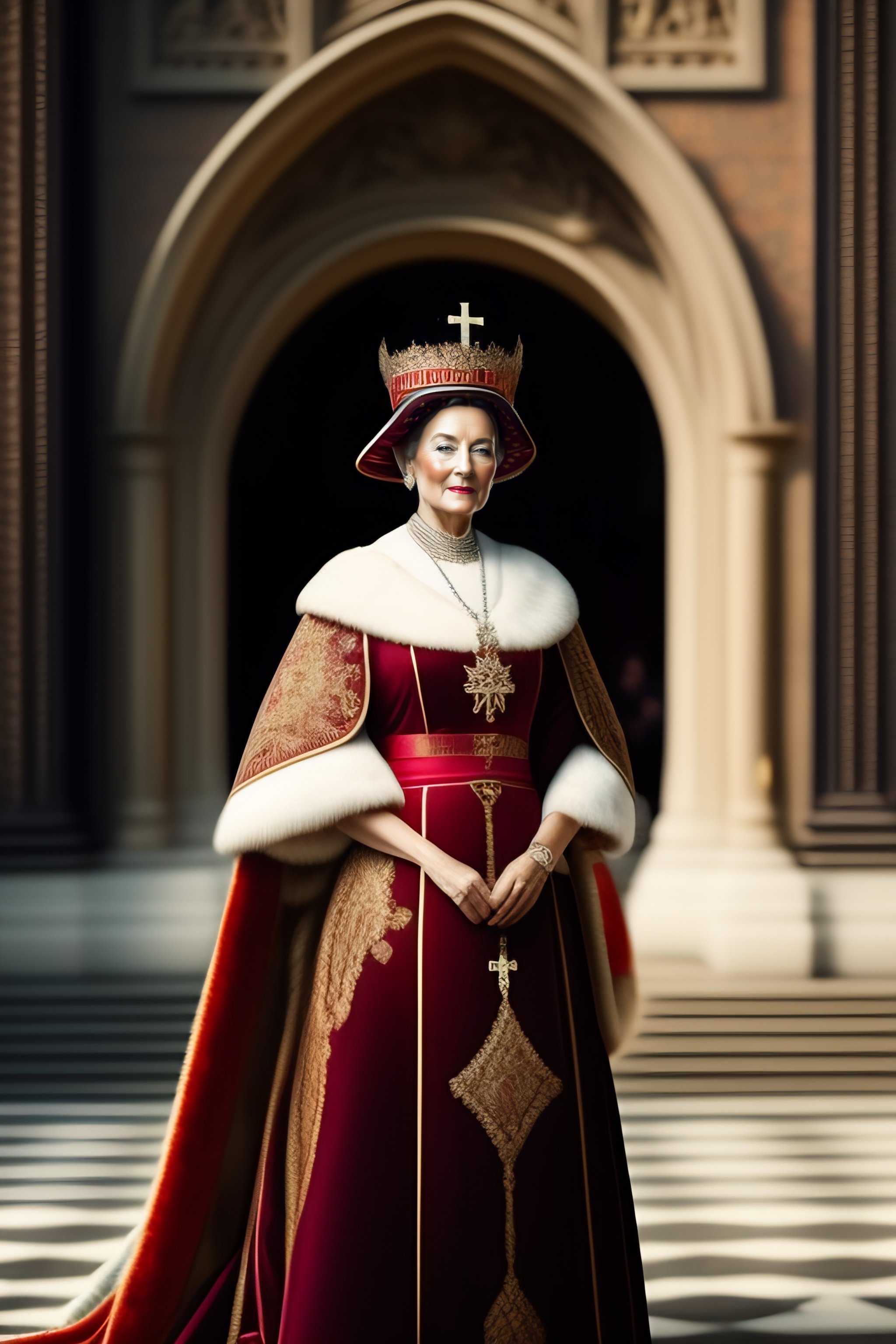 Lexica - Picture of a european dowager queen wearing long dress and ...