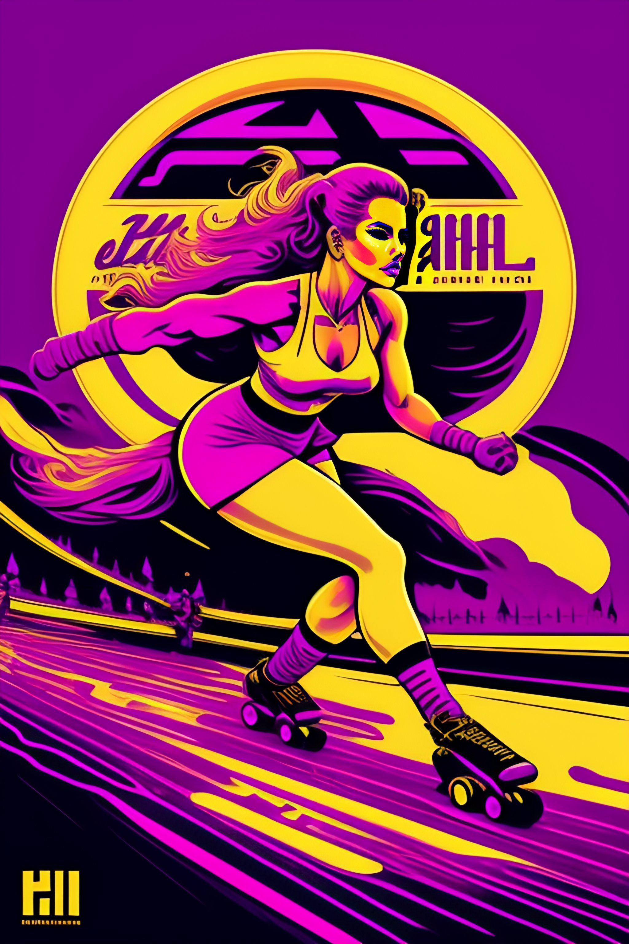 Lexica - Roller derby girl sprinting cross-over, logo design by philippe caza