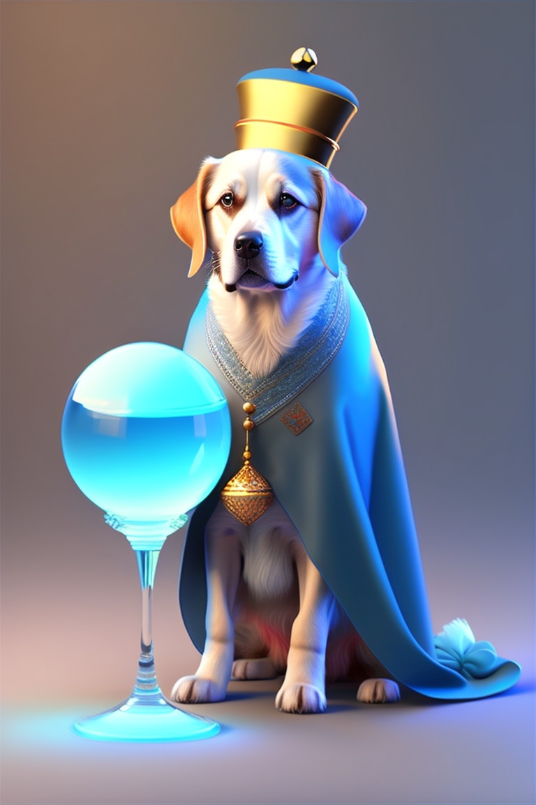 Lexica - A dog, with a magician's hat, a magician's robe, holding a ...