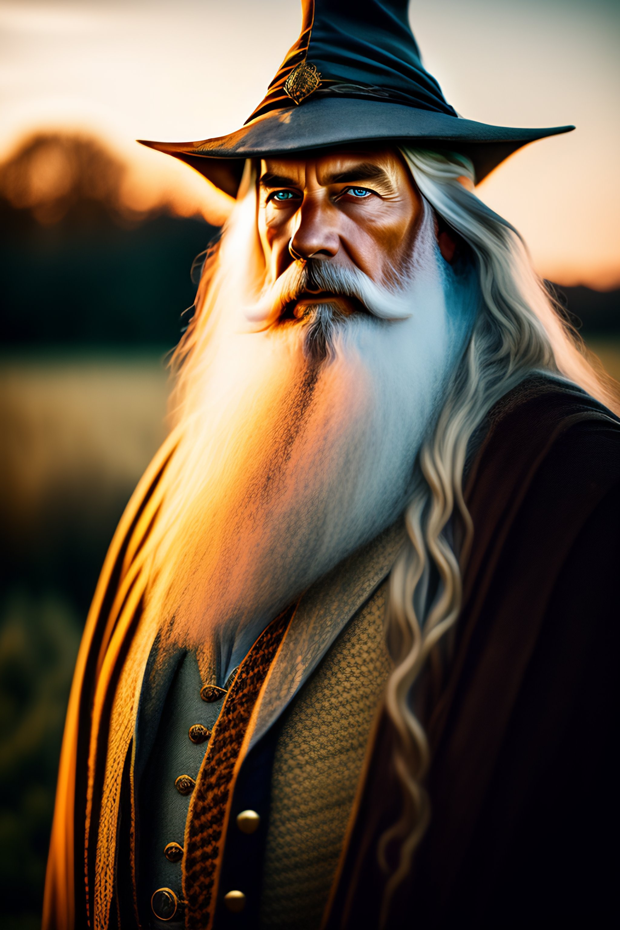 Lexica - Portrait, golden hour lighting, gandalf, detailed eyes, lord ...