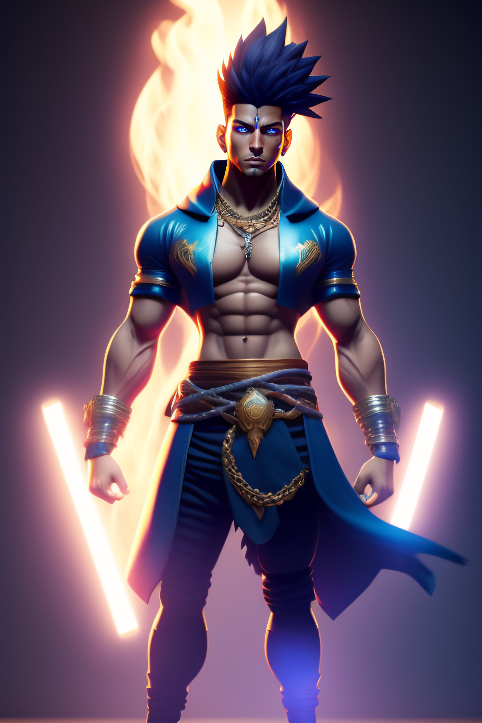 Lexica - Dabi with mythic style, radiant light, full length, mate ...