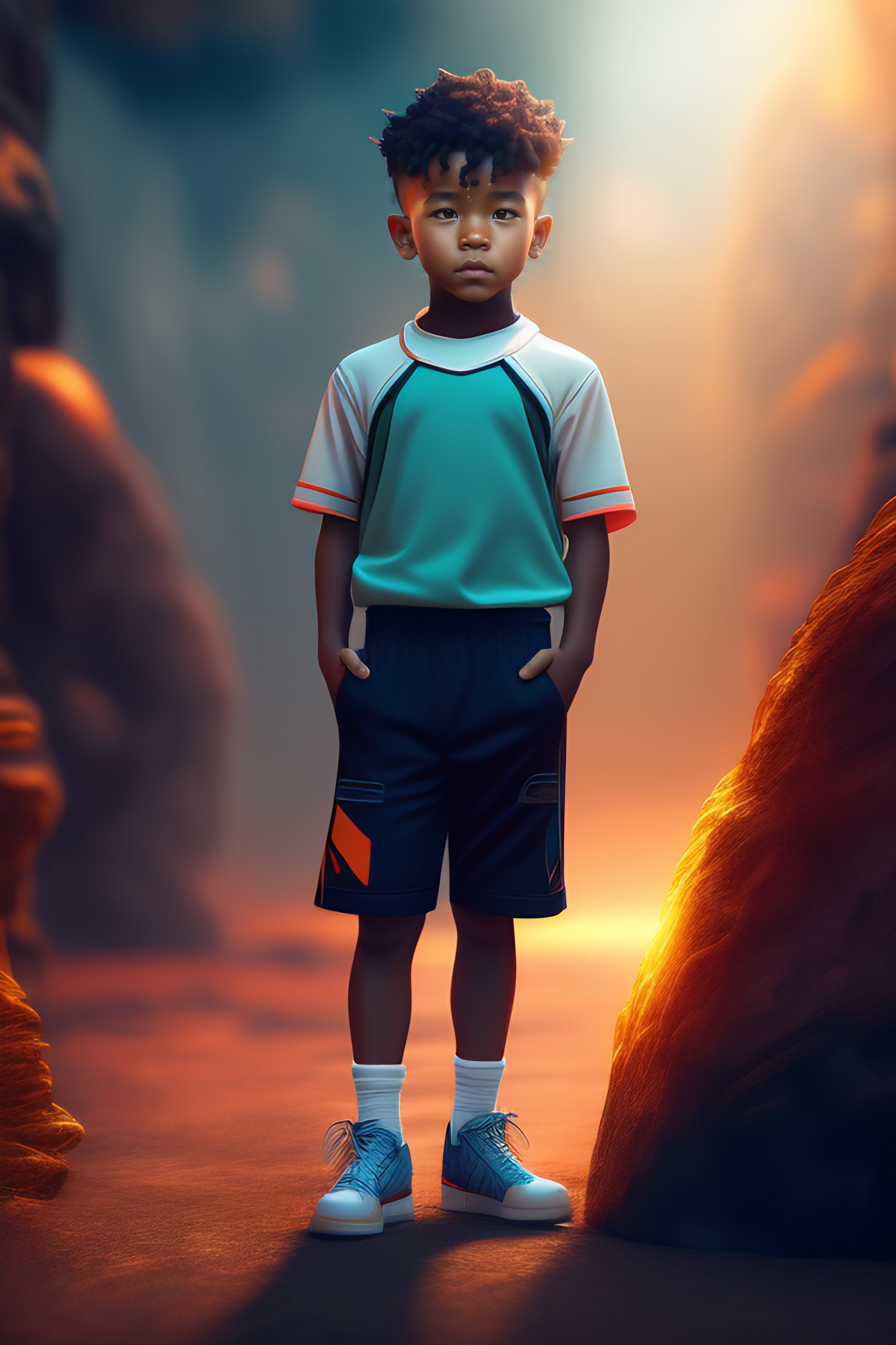 Lexica - A 3d dancer boy character image with realistic environment