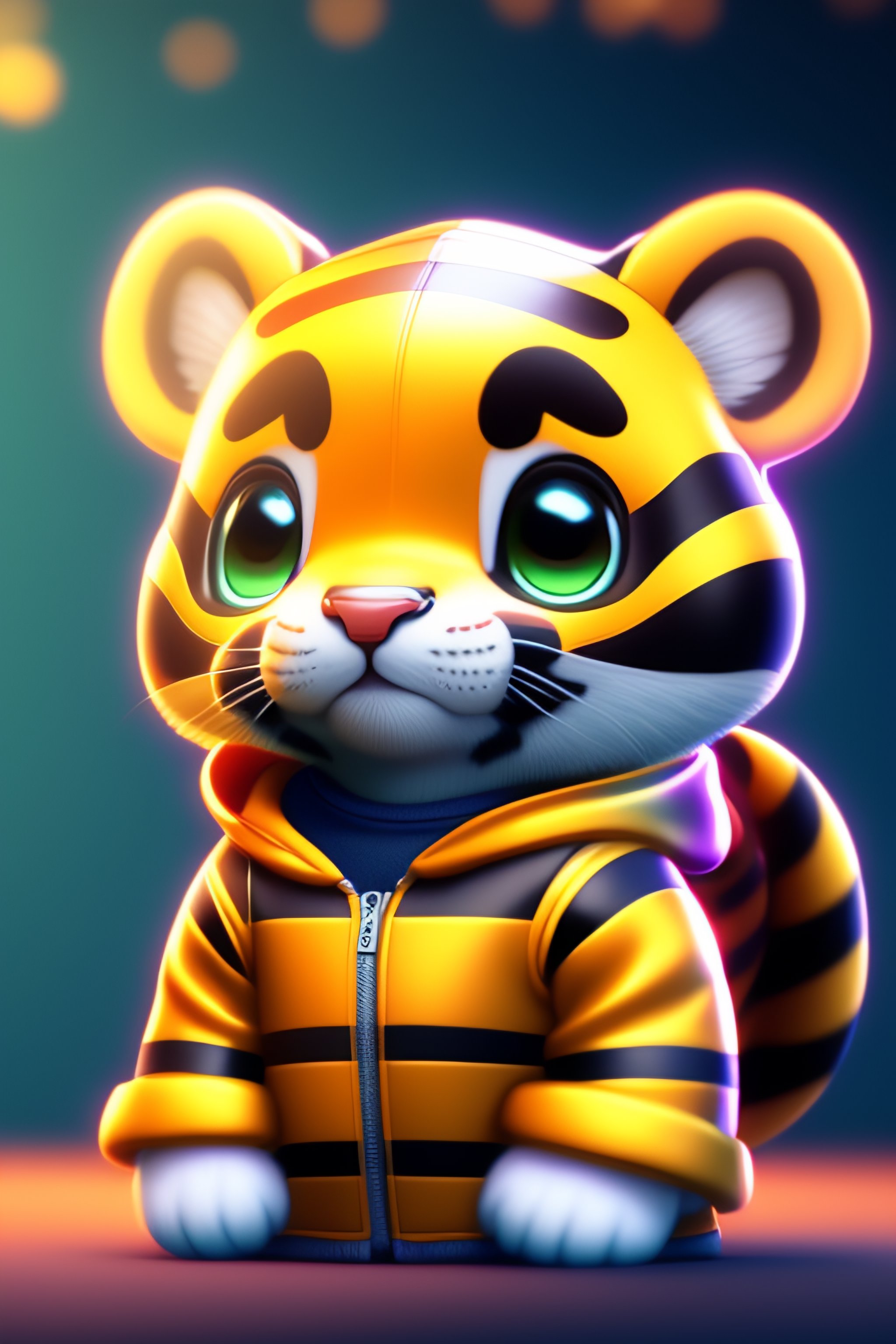Lexica - Concept art of Little adorable mascot tiger wearing a hoodie ...