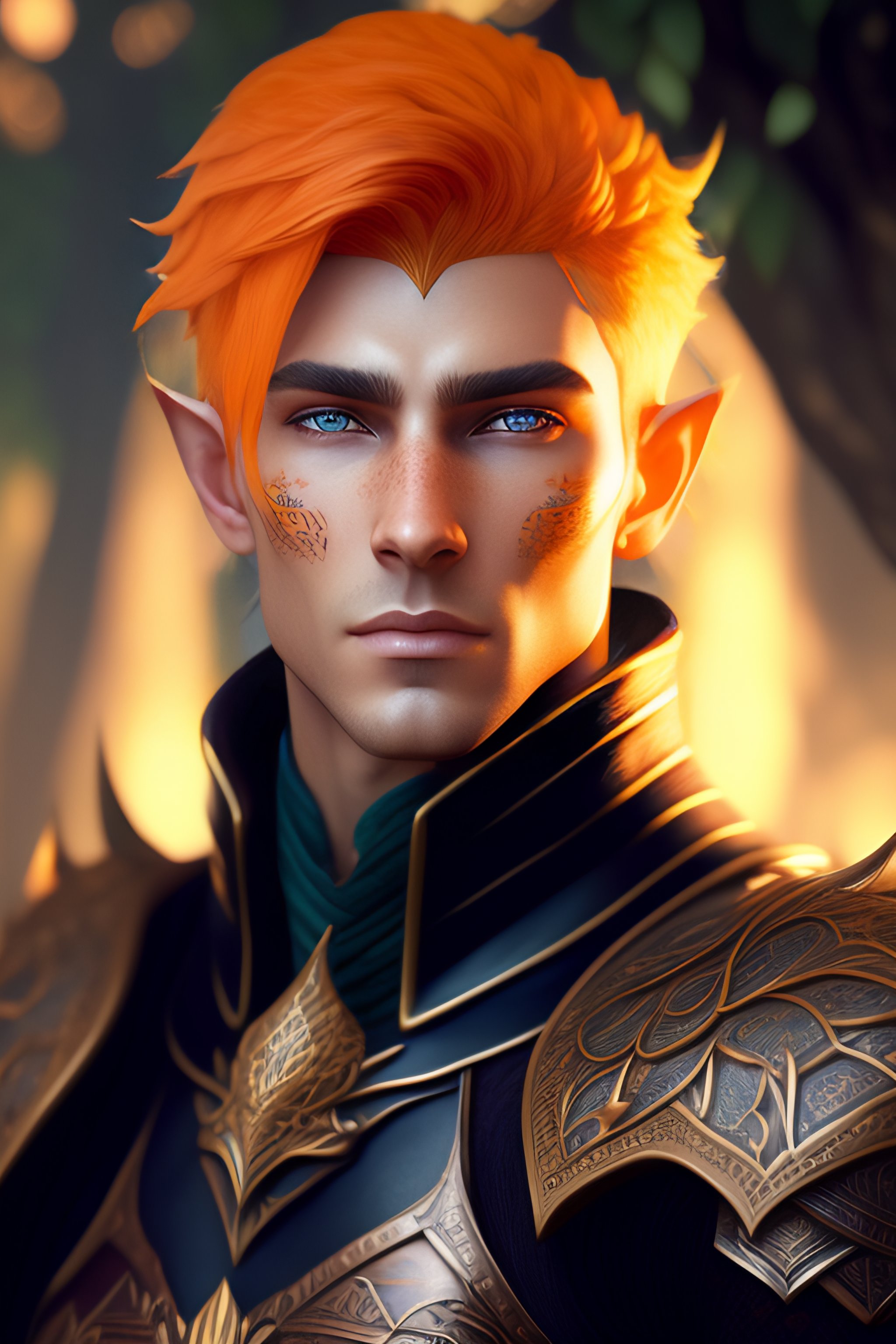 Lexica - Portrait painting of an elven eladrin young man with short ...