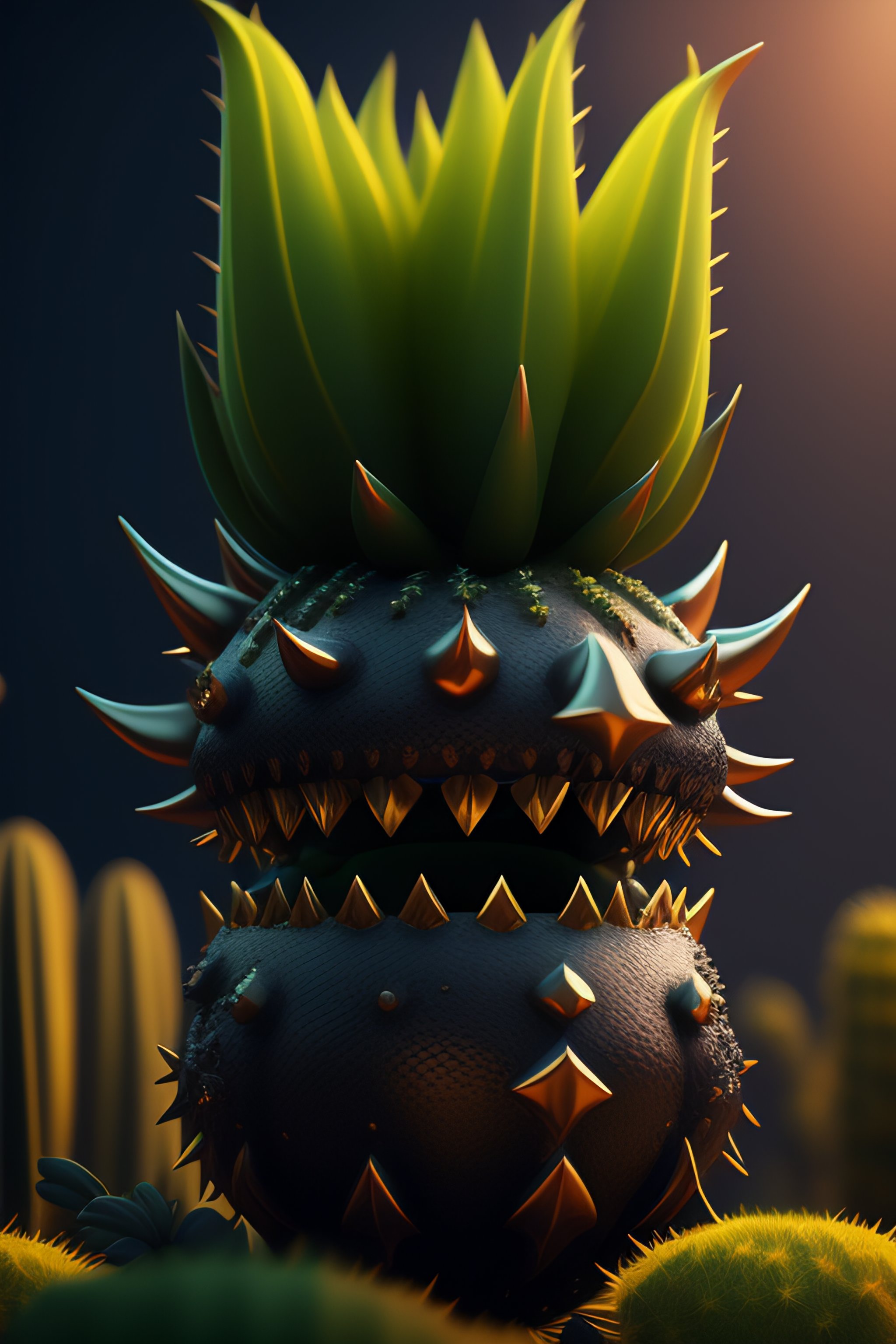 Lexica - Cactus-shaped monster with spikes and teeth , Darkness ...