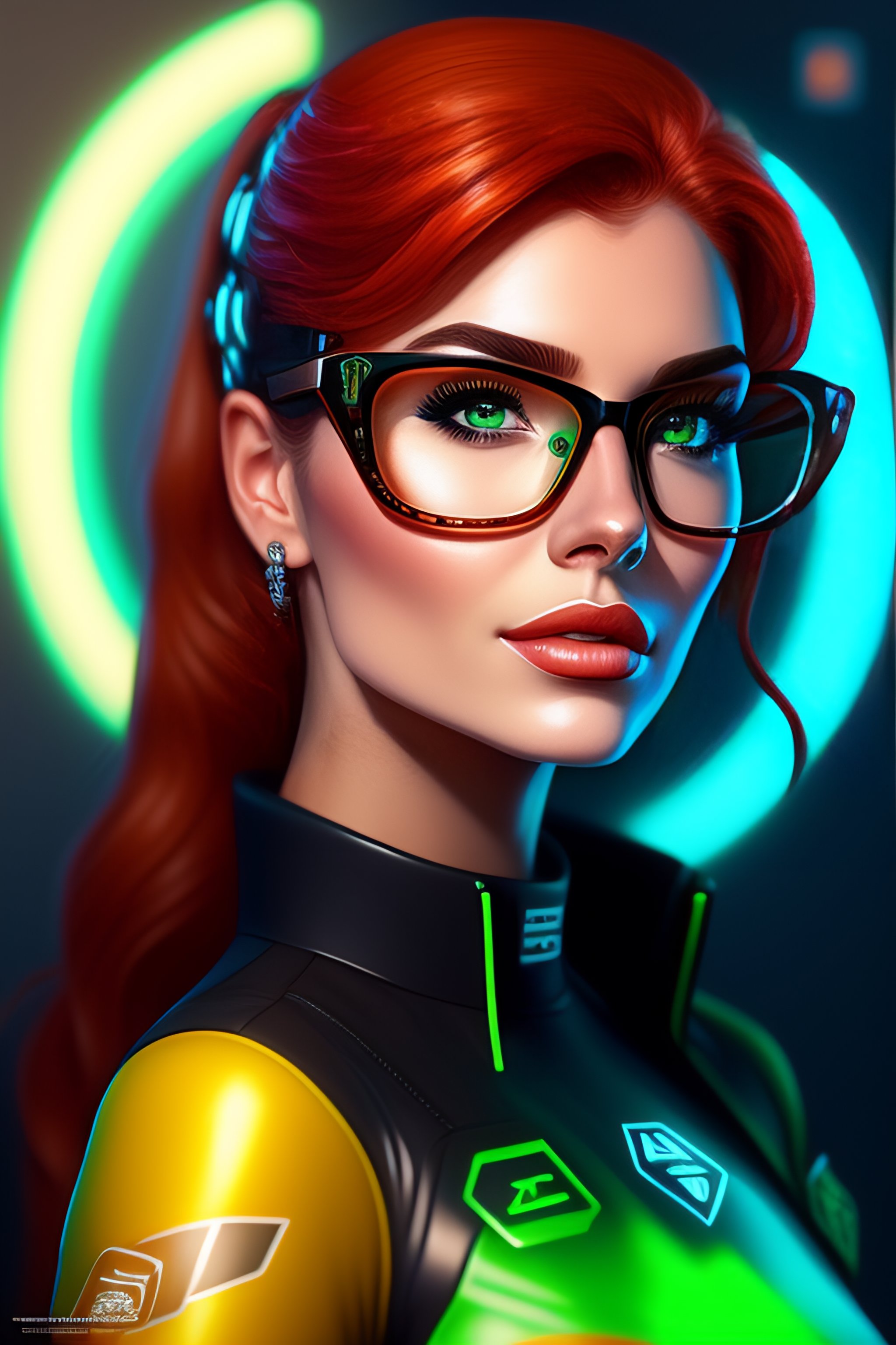 Lexica - SARA FREGONAS portrait, redhead, round face, green eyes ...