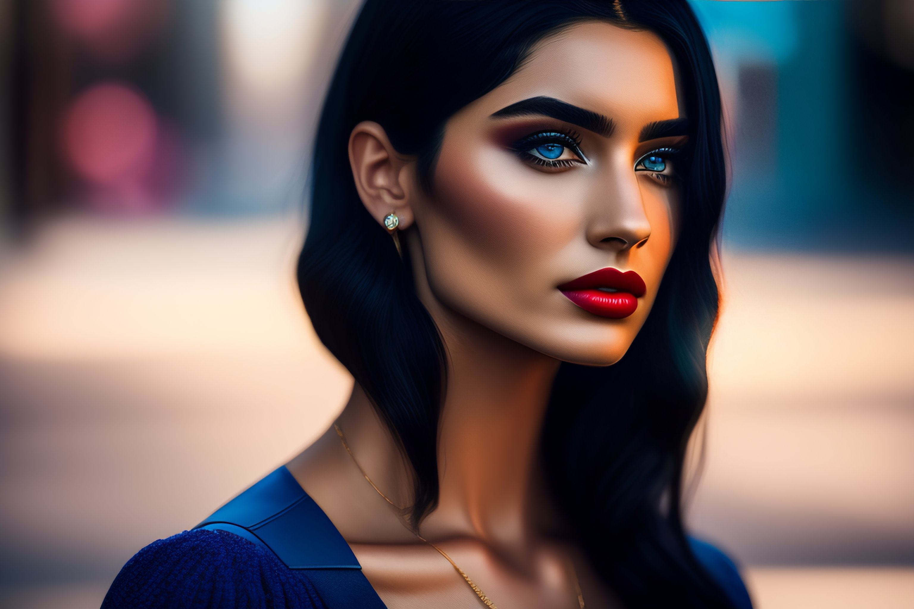 Lexica - A portrait of a toxic girl, black hair, blue eyes, fine - art ...