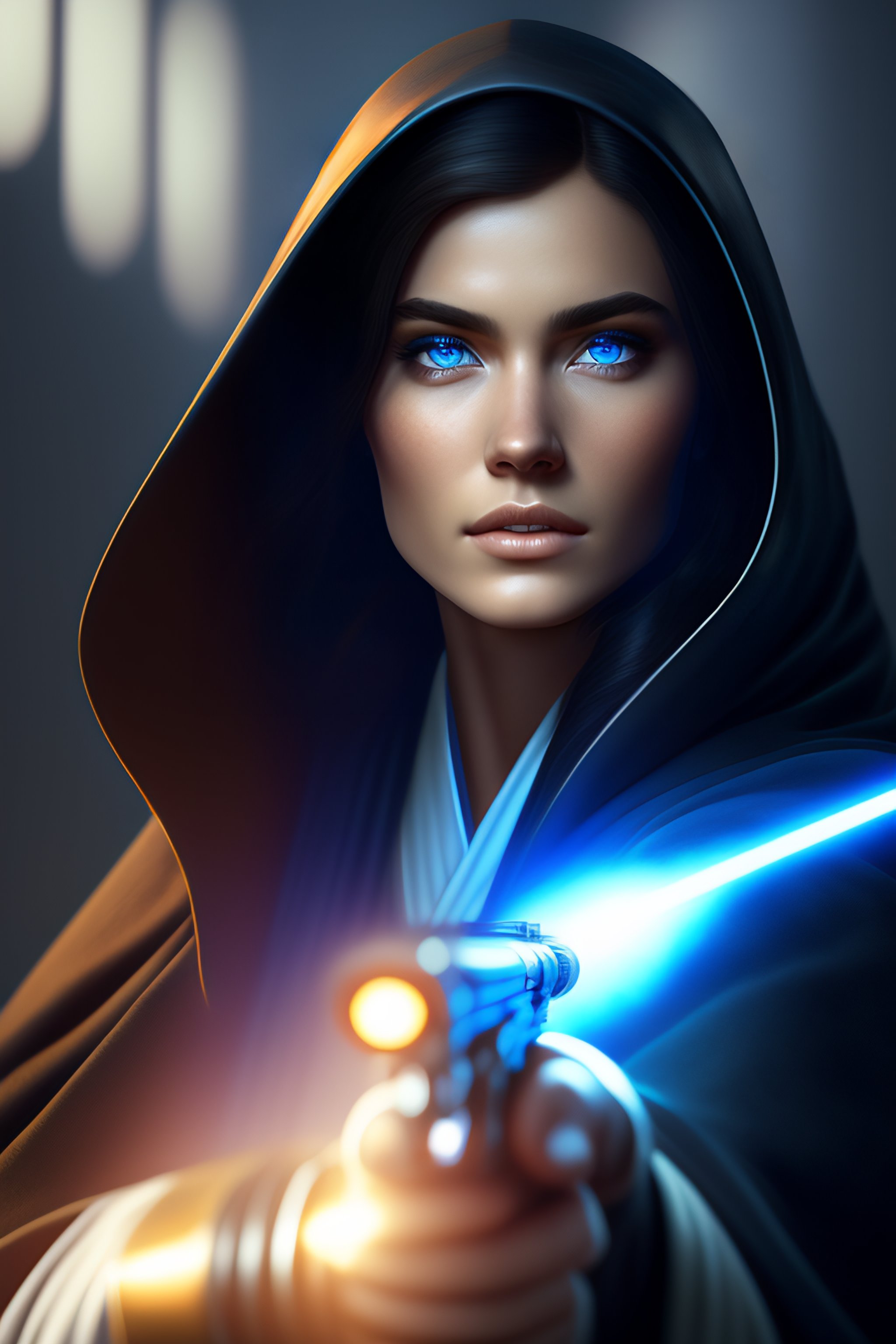 Lexica - Professional portrait of young jedi woman with a blaster, Star ...