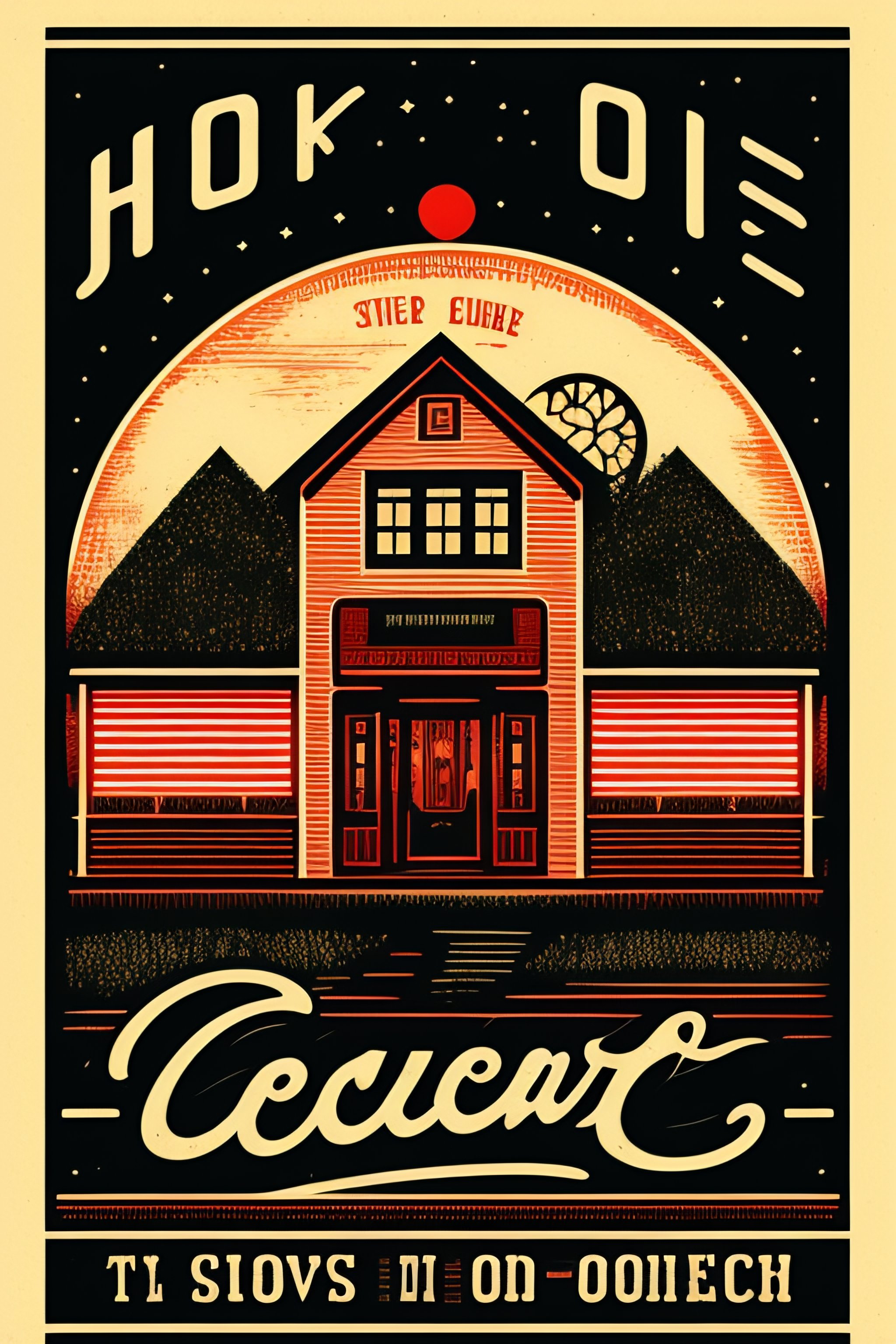Lexica - Block print of old time Americana in the style of hatch show print