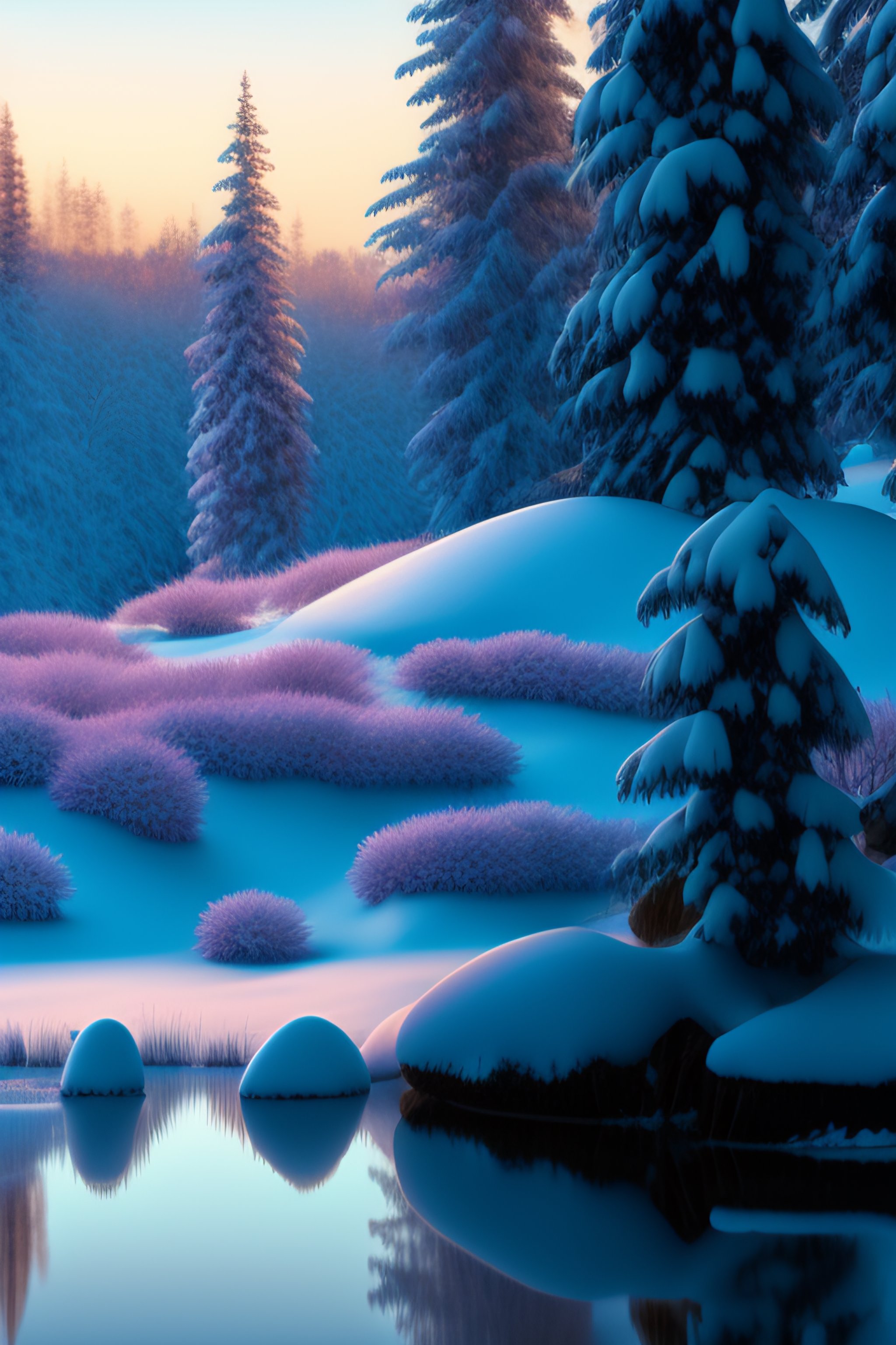 Lexica - 2d sprite bush winter