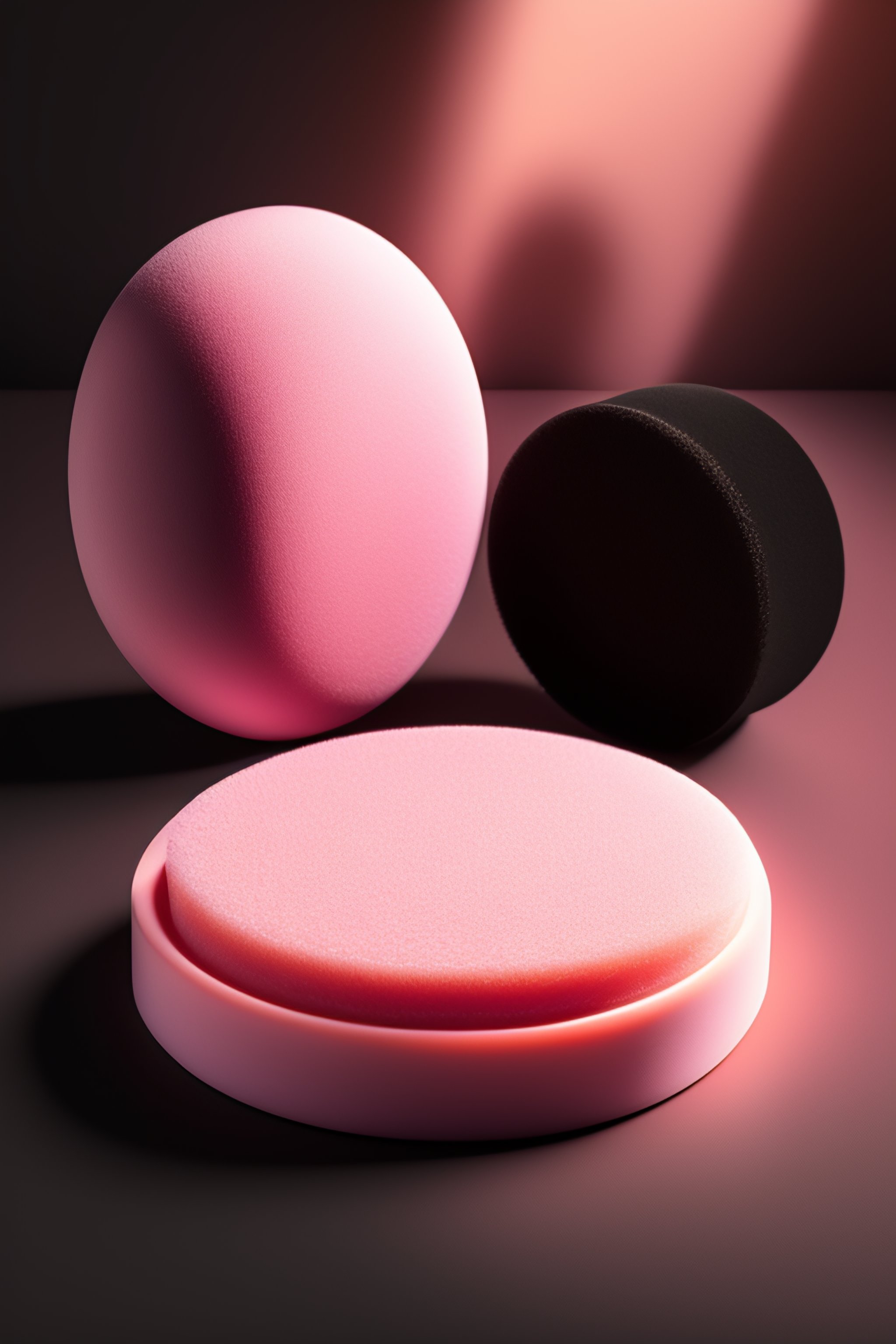 Lexica - Close up shot of a make-up sponge oval round that is light ...