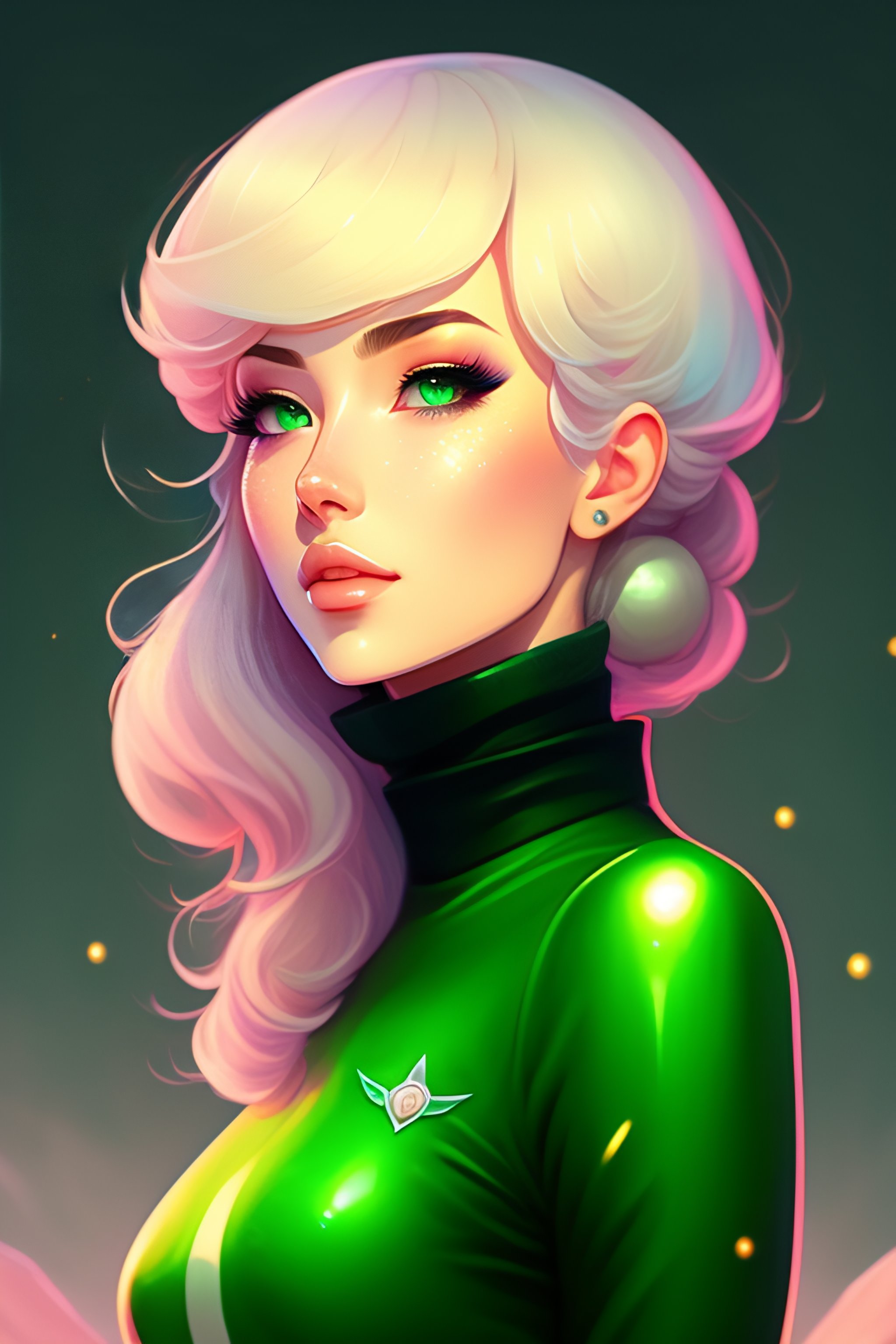 Lexica - Beautiful space princess, porcelain white skin, green hair ...