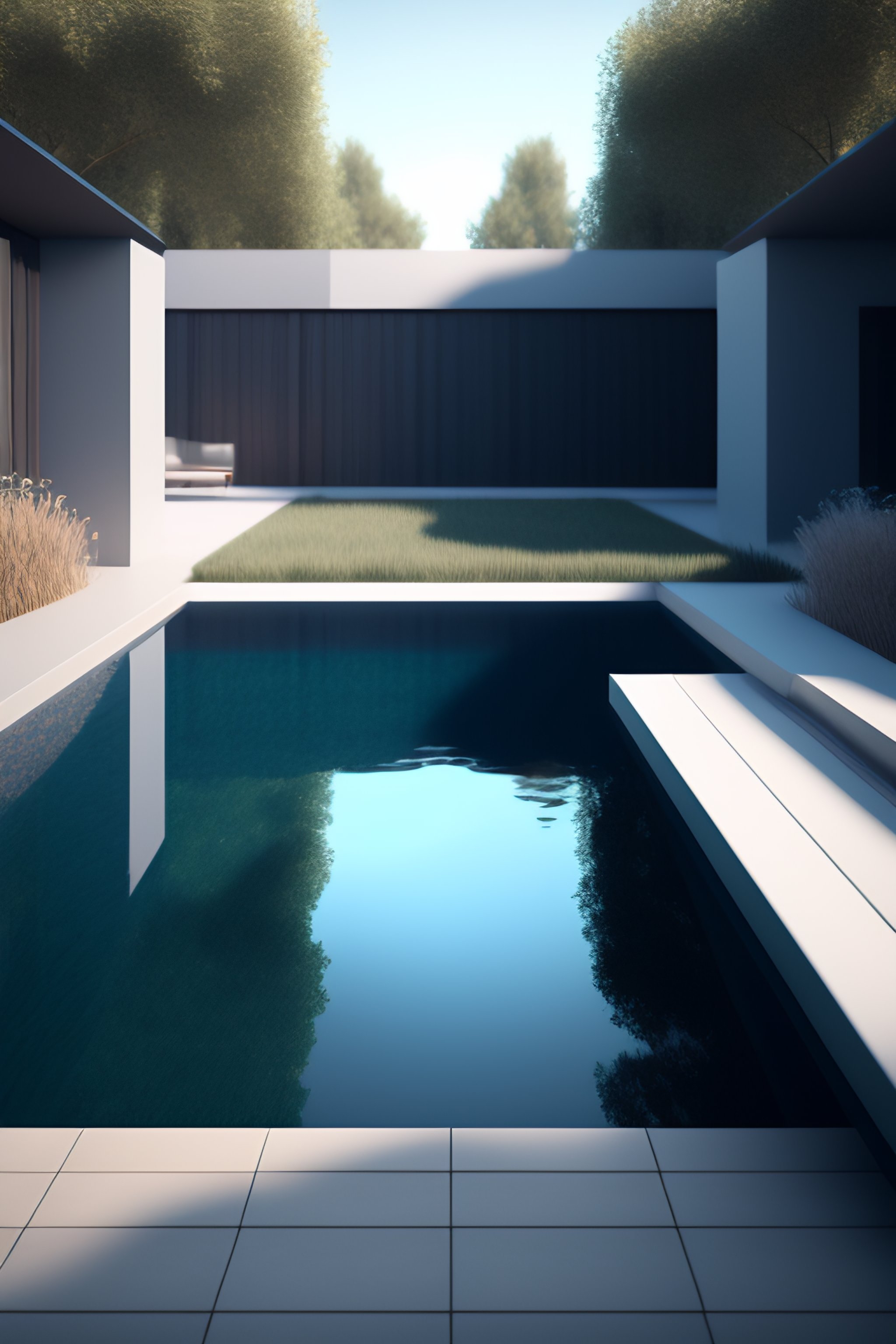 Lexica - Liminal pool, 3d render, soft light, cinematic, hyperrealistic