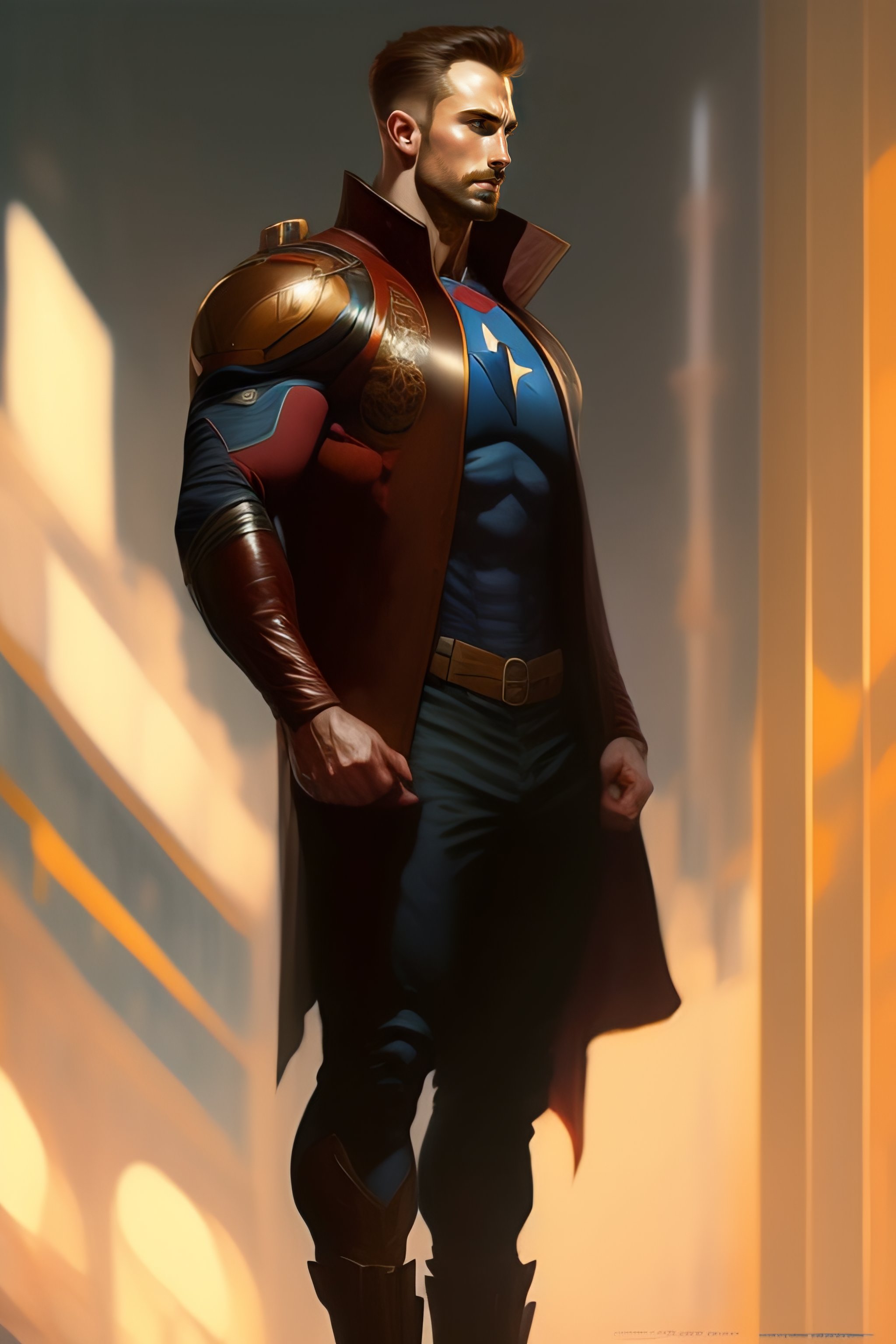 Lexica - Full body potrait thin muscular chris evans captain america ...